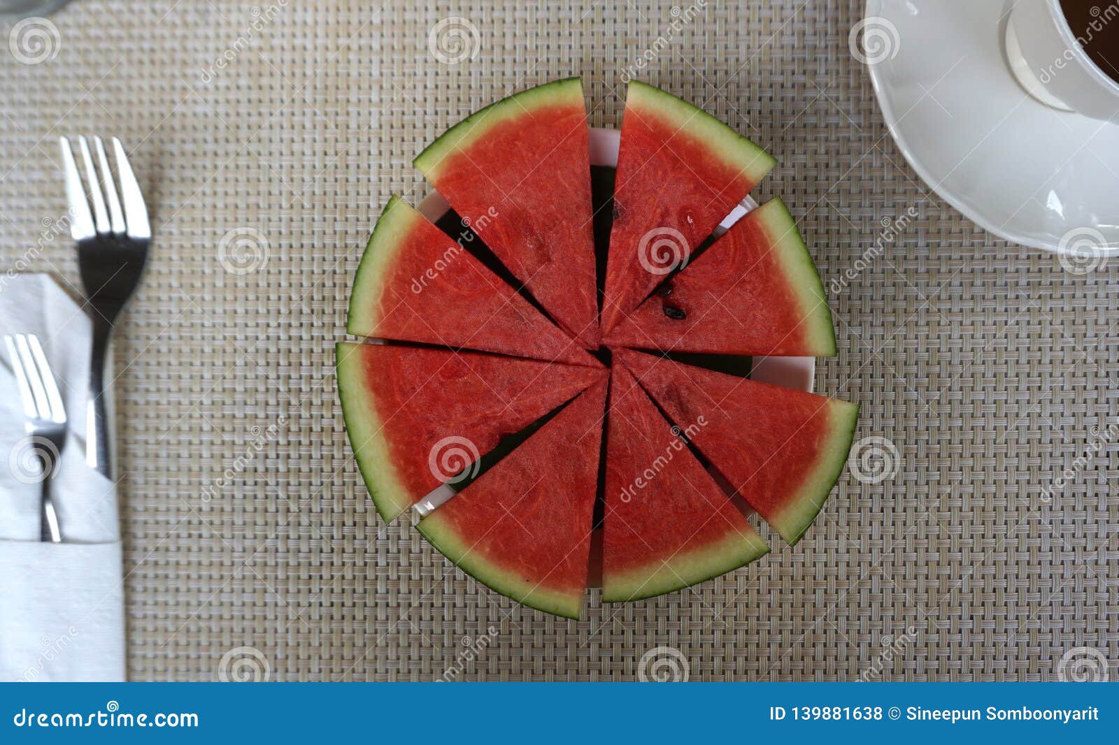 Sliced Watermelon Serving in Circle Shape Stock Photo - Image of ...