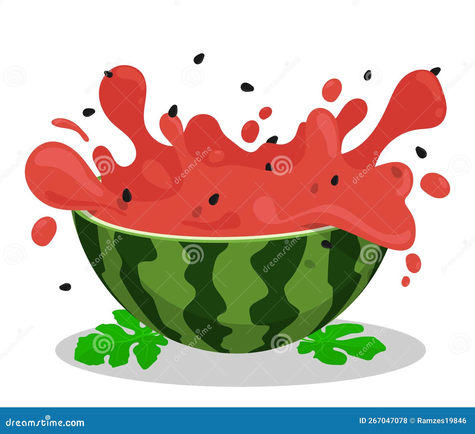 Sliced Watermelon with Splashes and Waves of Watermelon Pulp and Juice ...