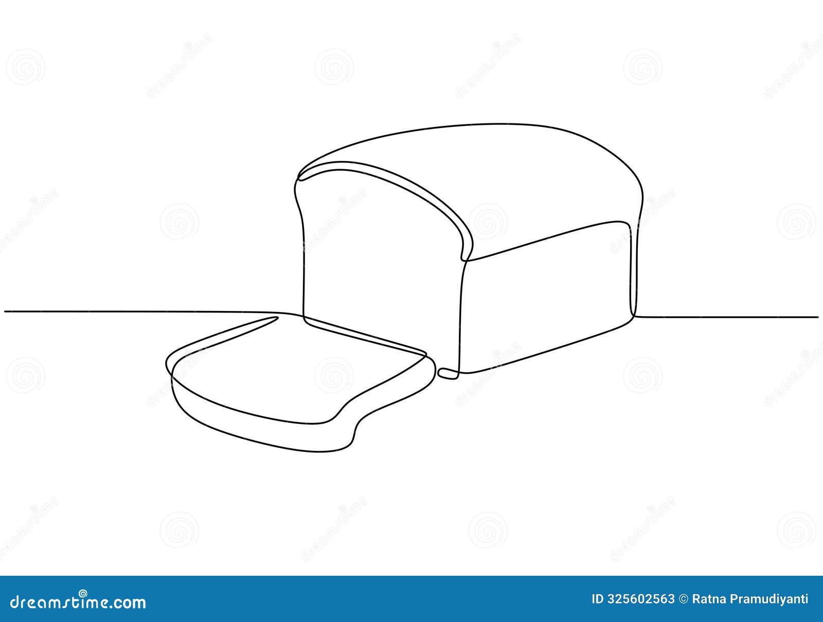 Sliced Wheat Bread One Line Continuous Drawing. Bakery Pastry Products ...
