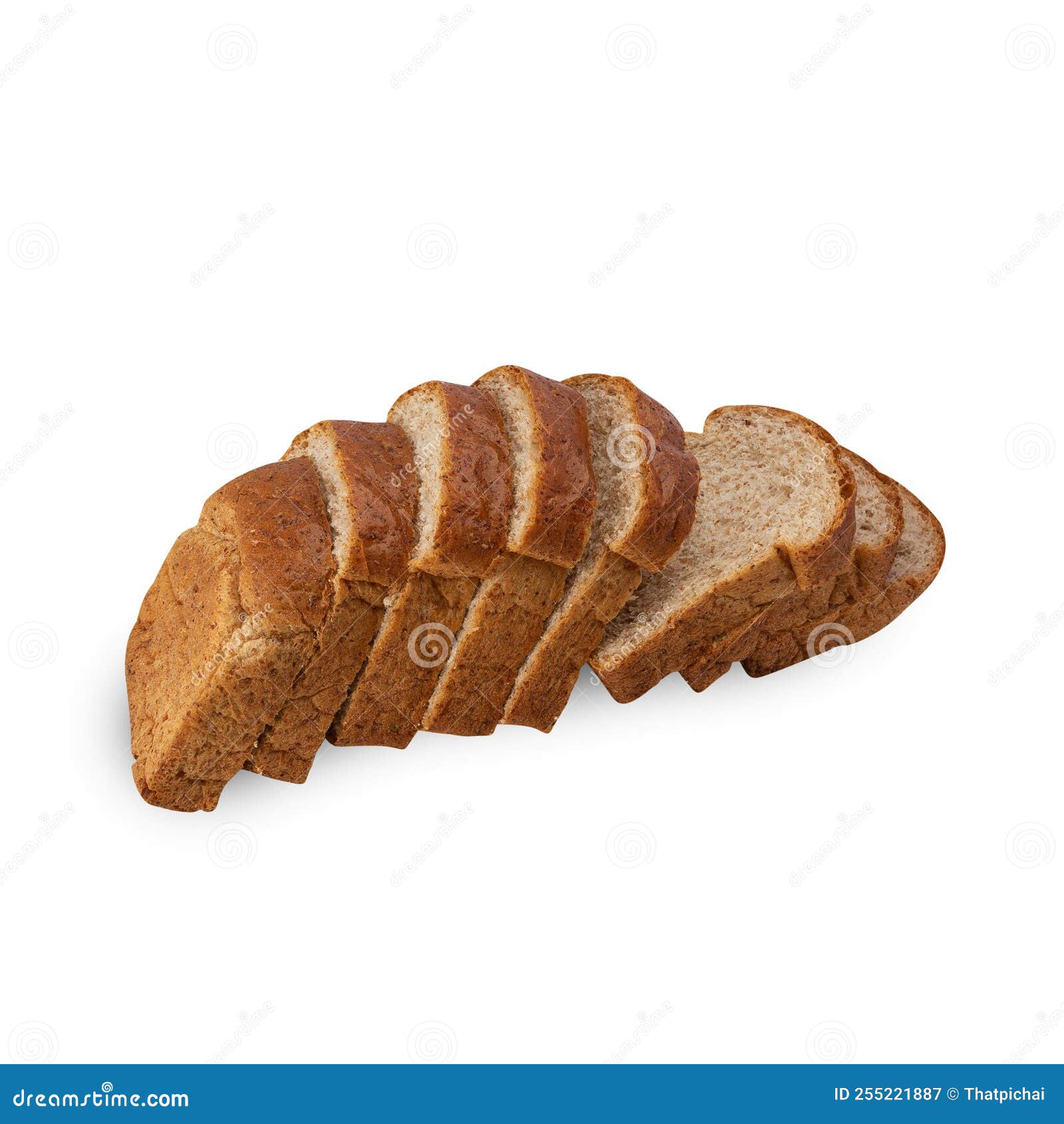 Sliced Whole Wheat Bread Isolated on White Background with Clipping ...