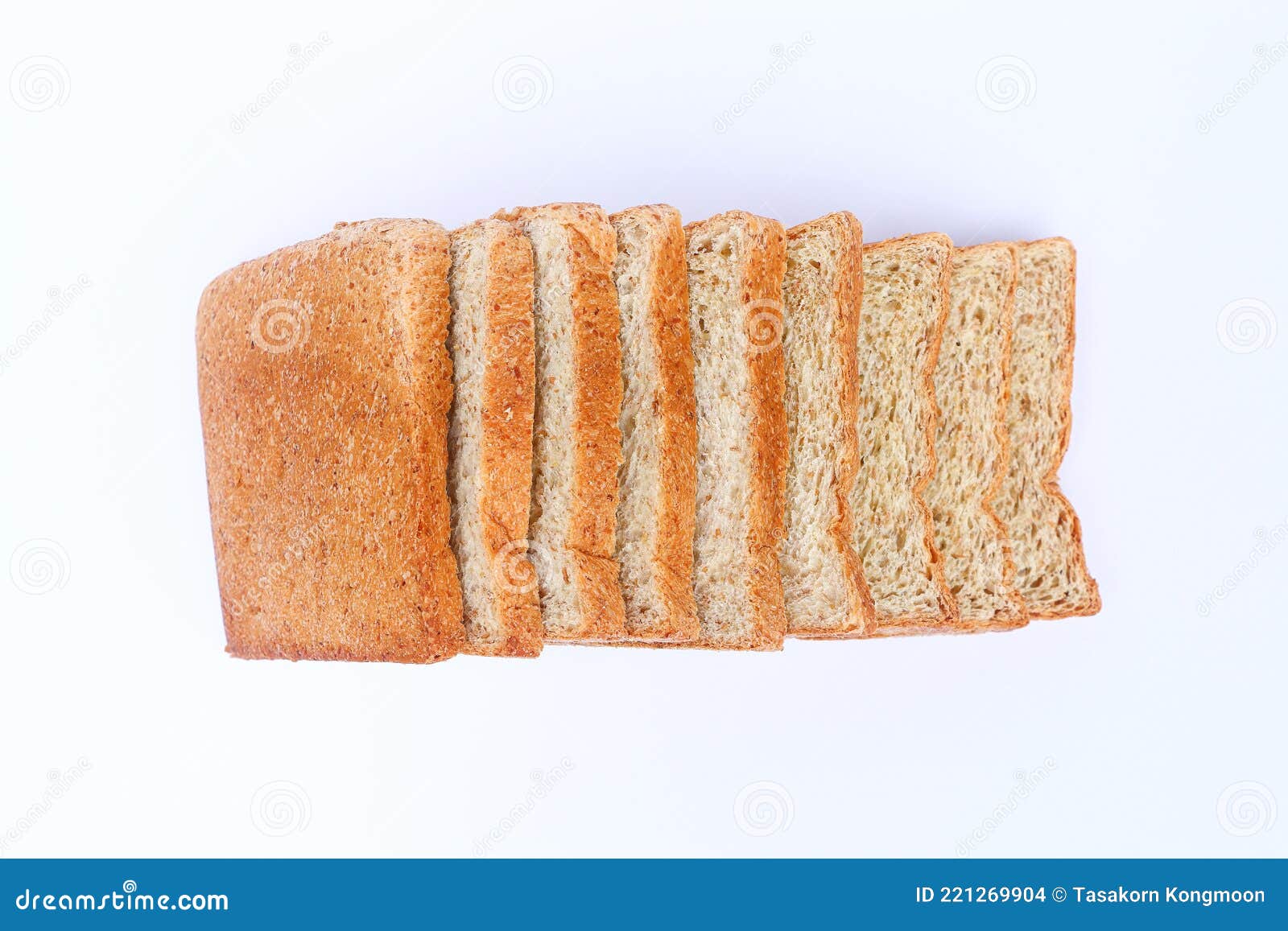 Sliced Whole Wheat Bread on White Background Stock Photo - Image of ...