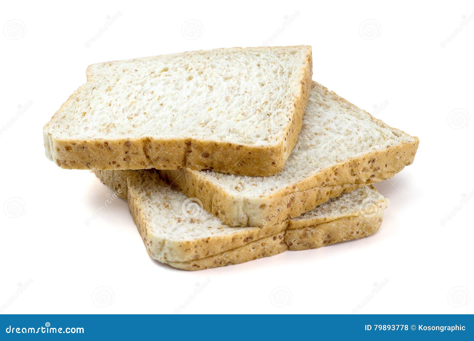 Sliced Whole Wheat Bread on White Background. Stock Photo - Image of ...