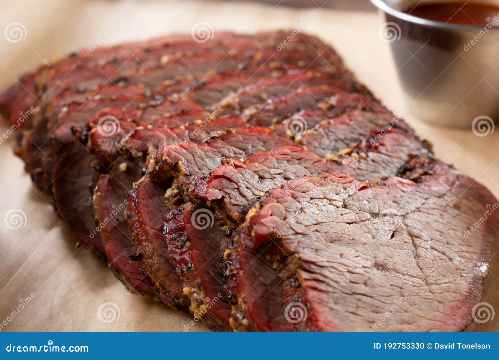Slices of bbq tri tip stock photo. Image of plate, store - 192753330