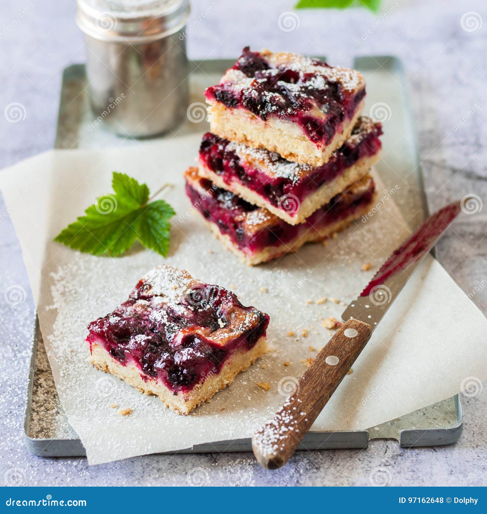 Slices of Black Currant Pie on a Tray Stock Photo - Image of oatmeal ...