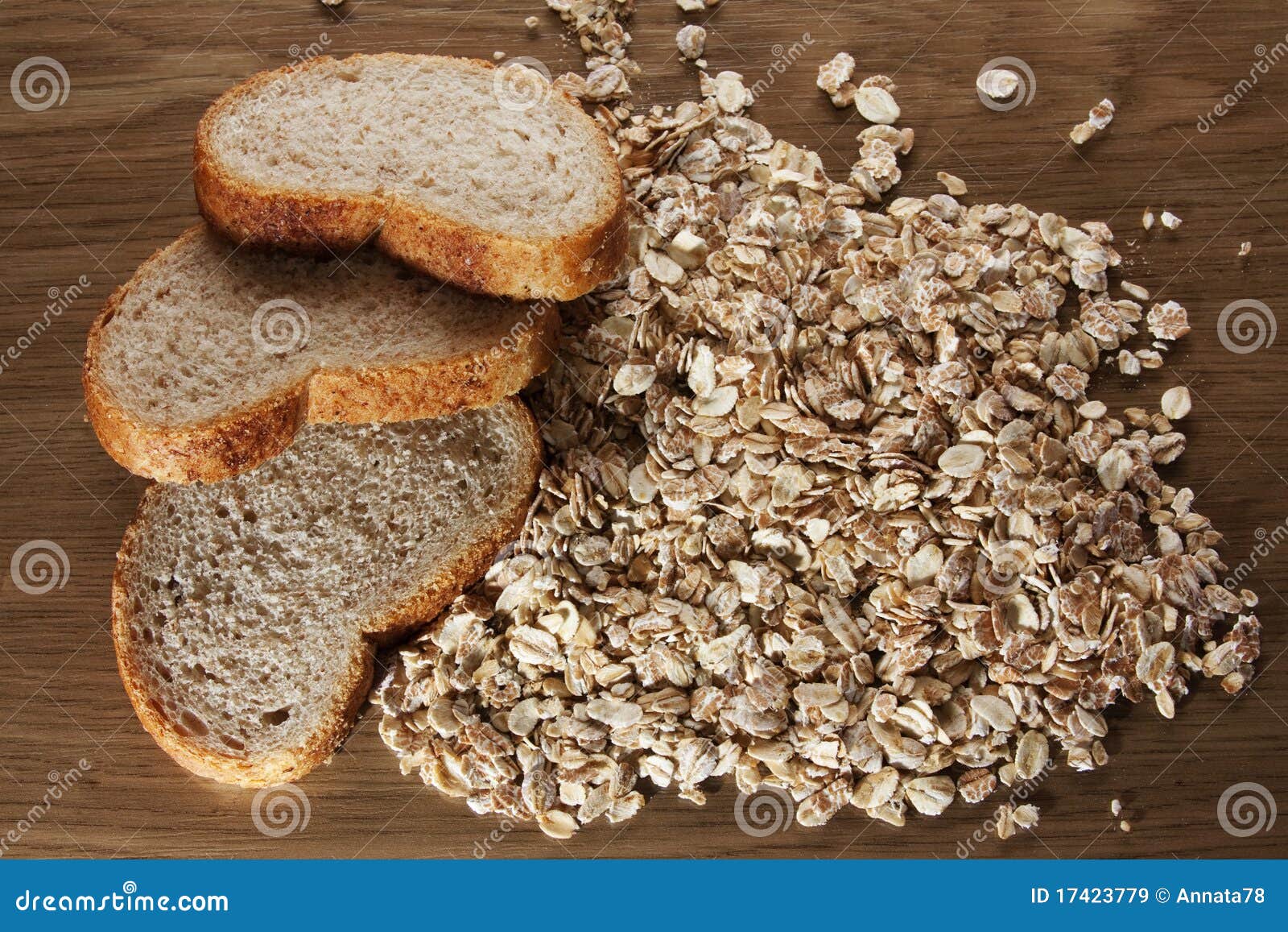 Slices of Bran Bread with Oat Flakes Stock Image - Image of background ...