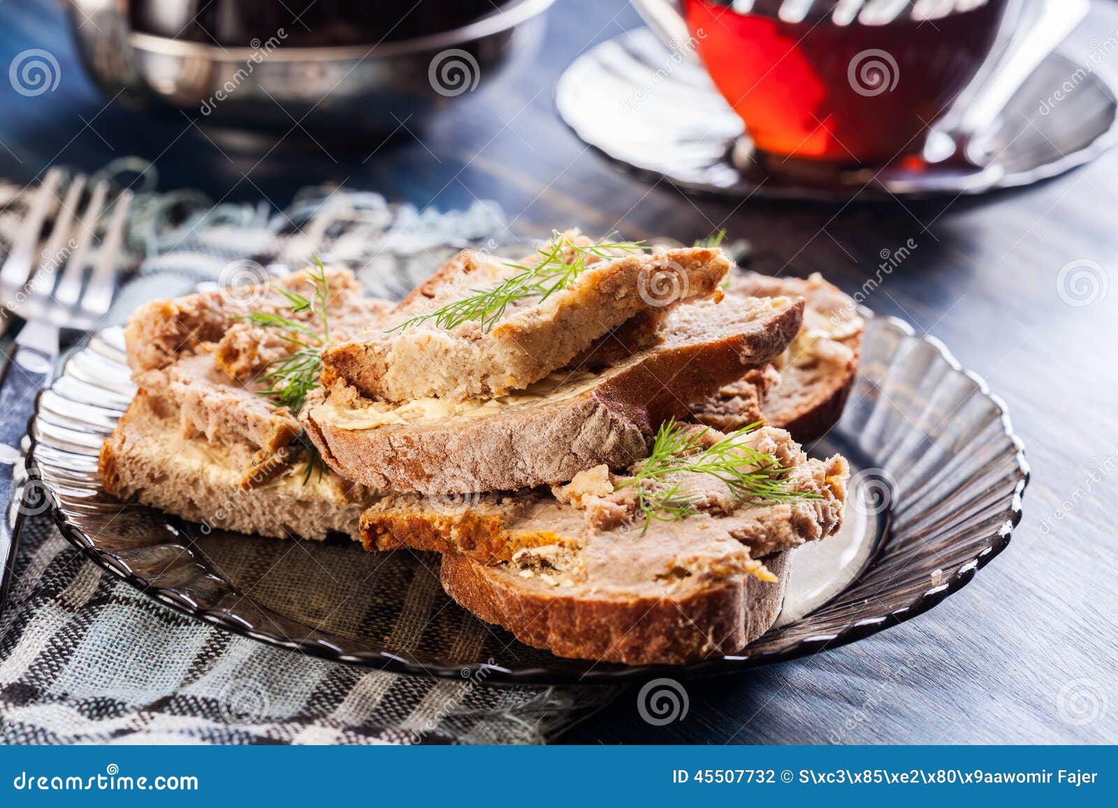Slices of Bread with Baked Pate Stock Photo - Image of closeup ...