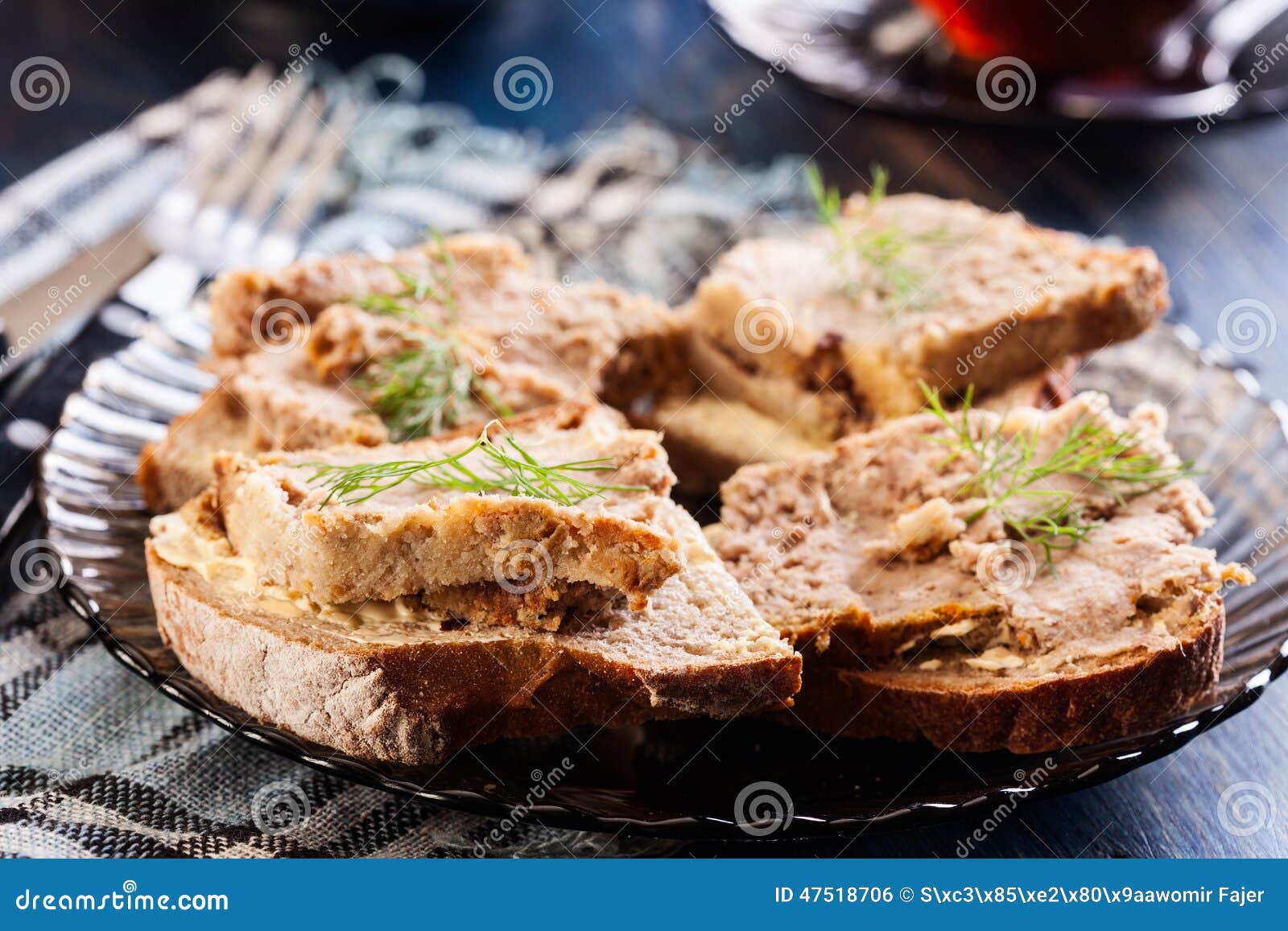 Slices of Bread with Baked Pate Stock Photo - Image of background ...