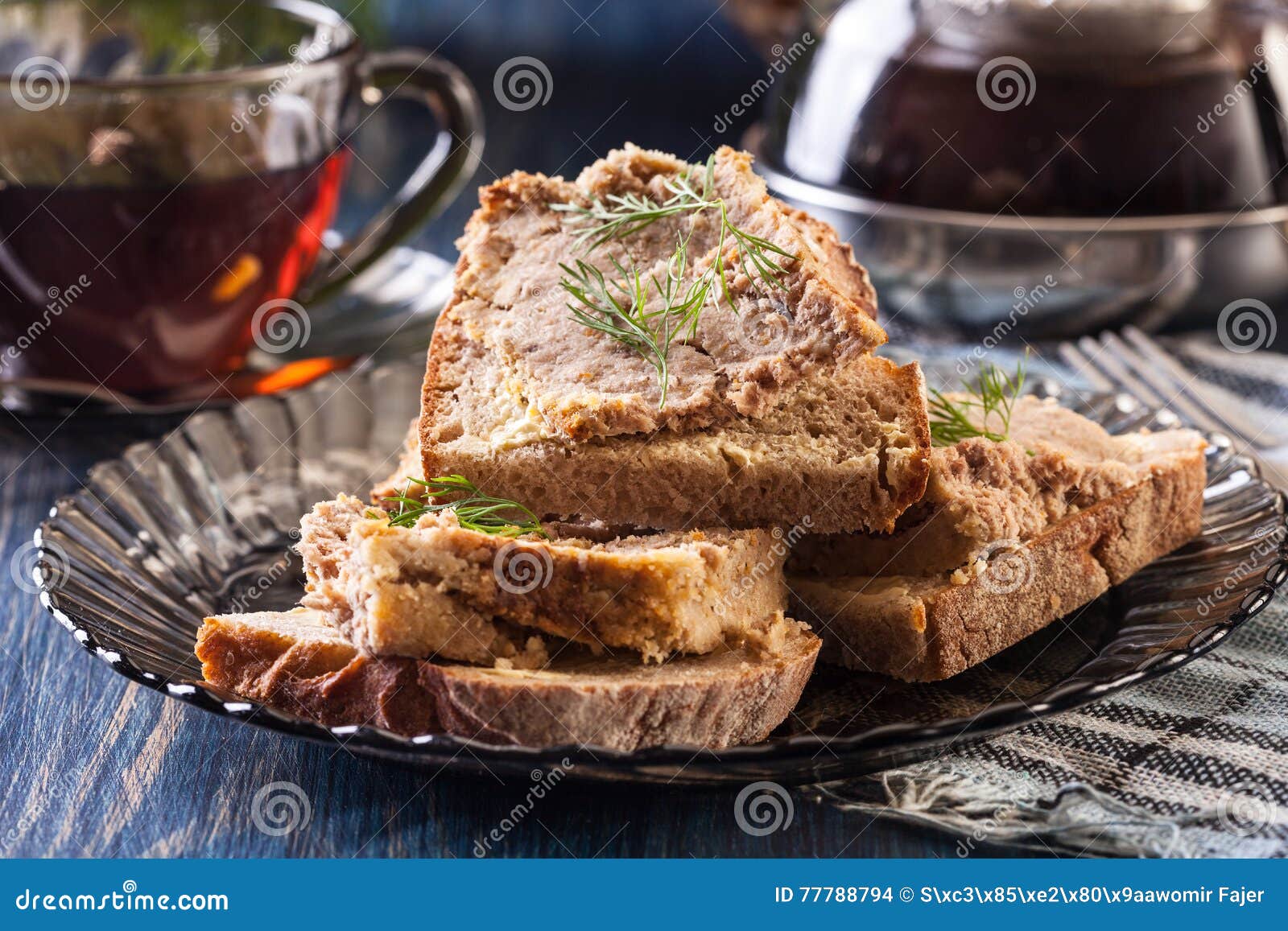 Slices of Bread with Baked Pate Stock Photo - Image of breakfast ...
