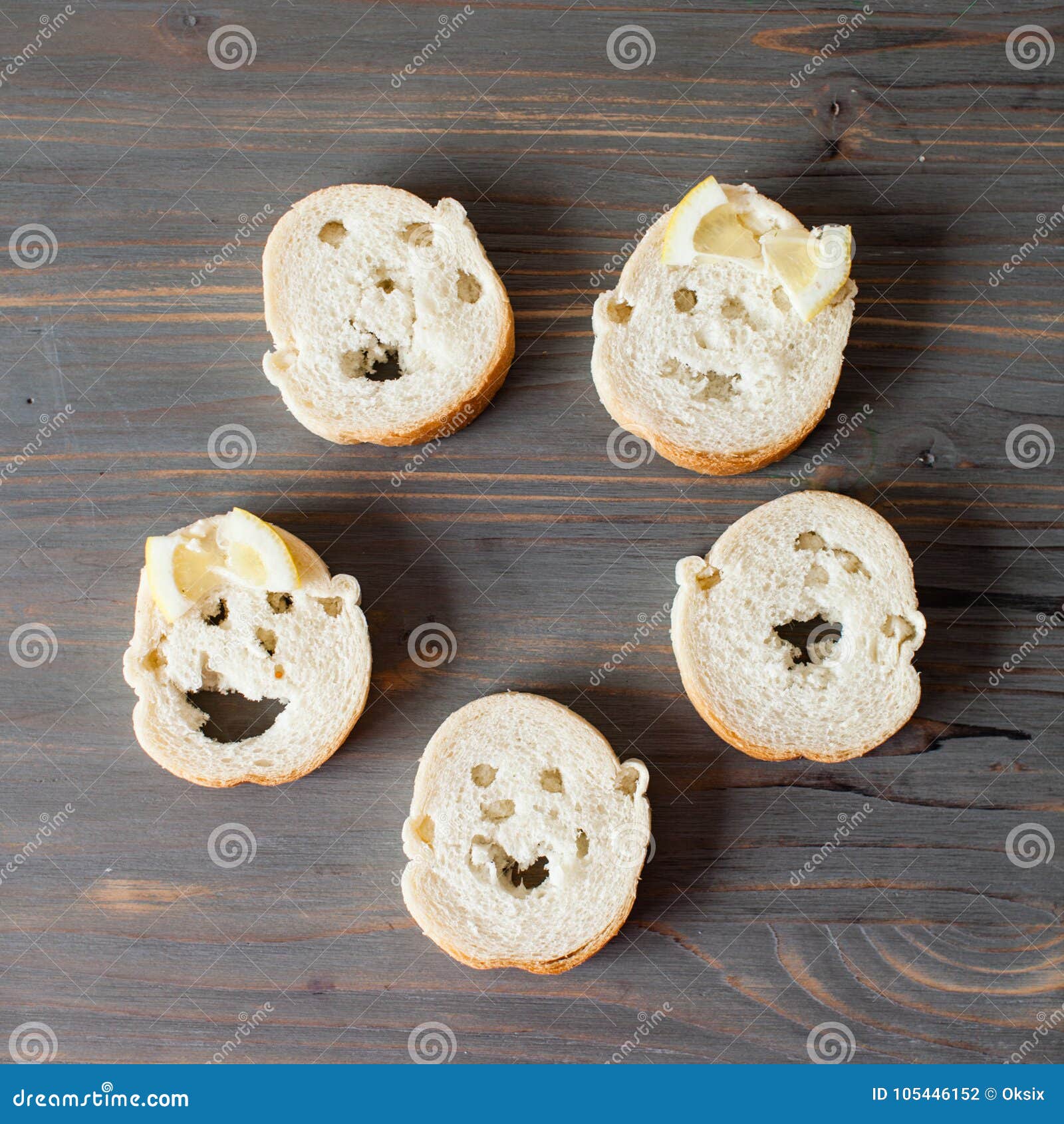 Faces from bread stock photo. Image of installation - 105446152