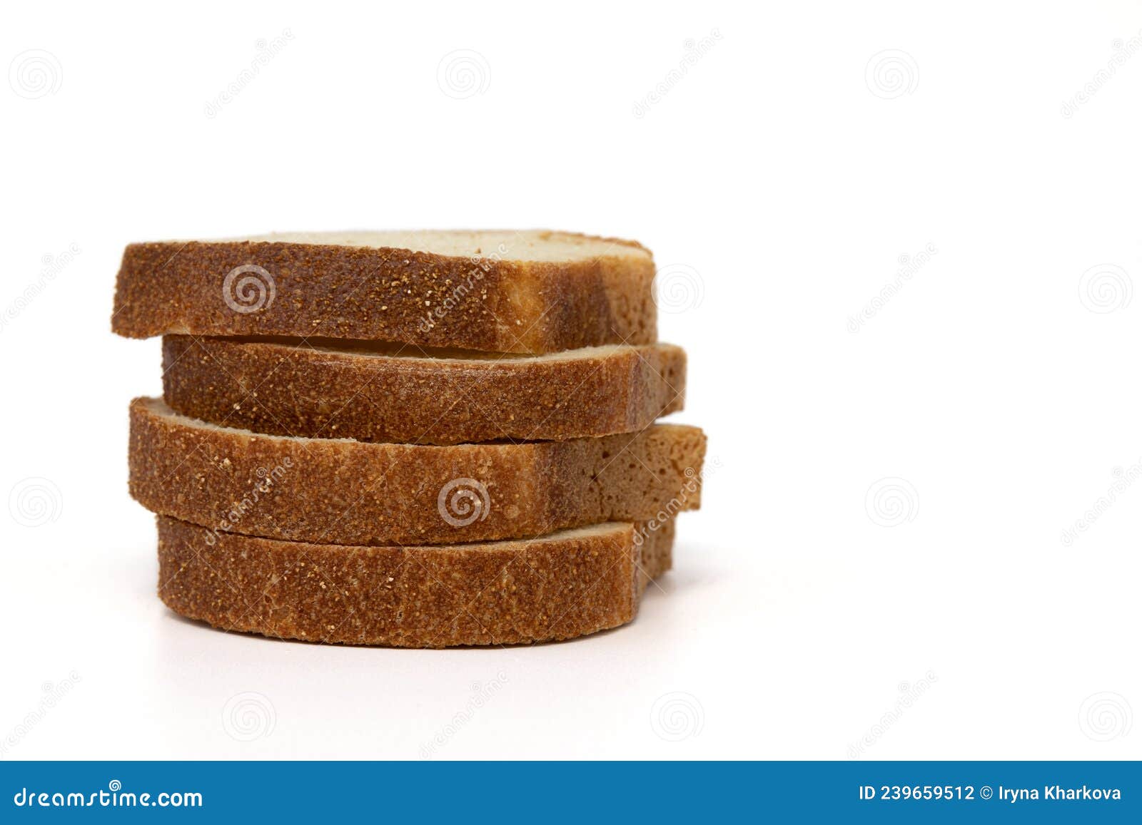 Slices of Bread Isolated on White Background, Side View Stock Photo ...