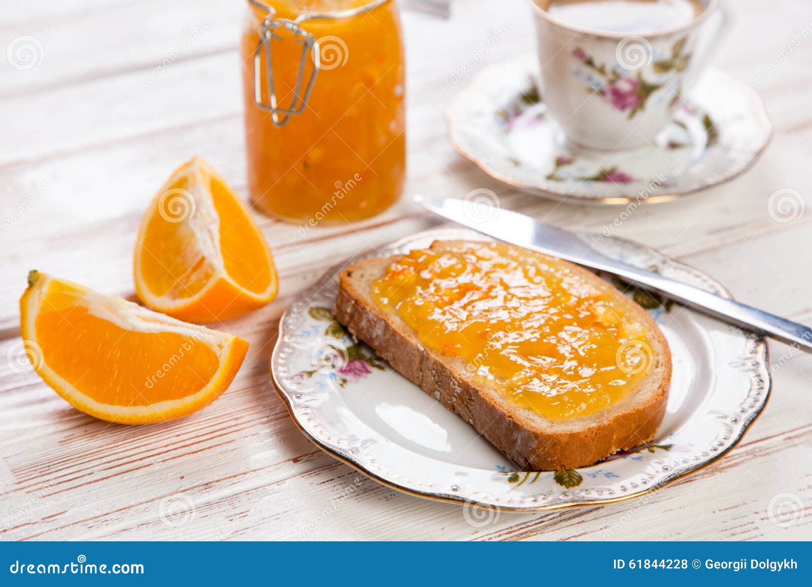 Slices of bread with jam stock photo. Image of orange - 61844228