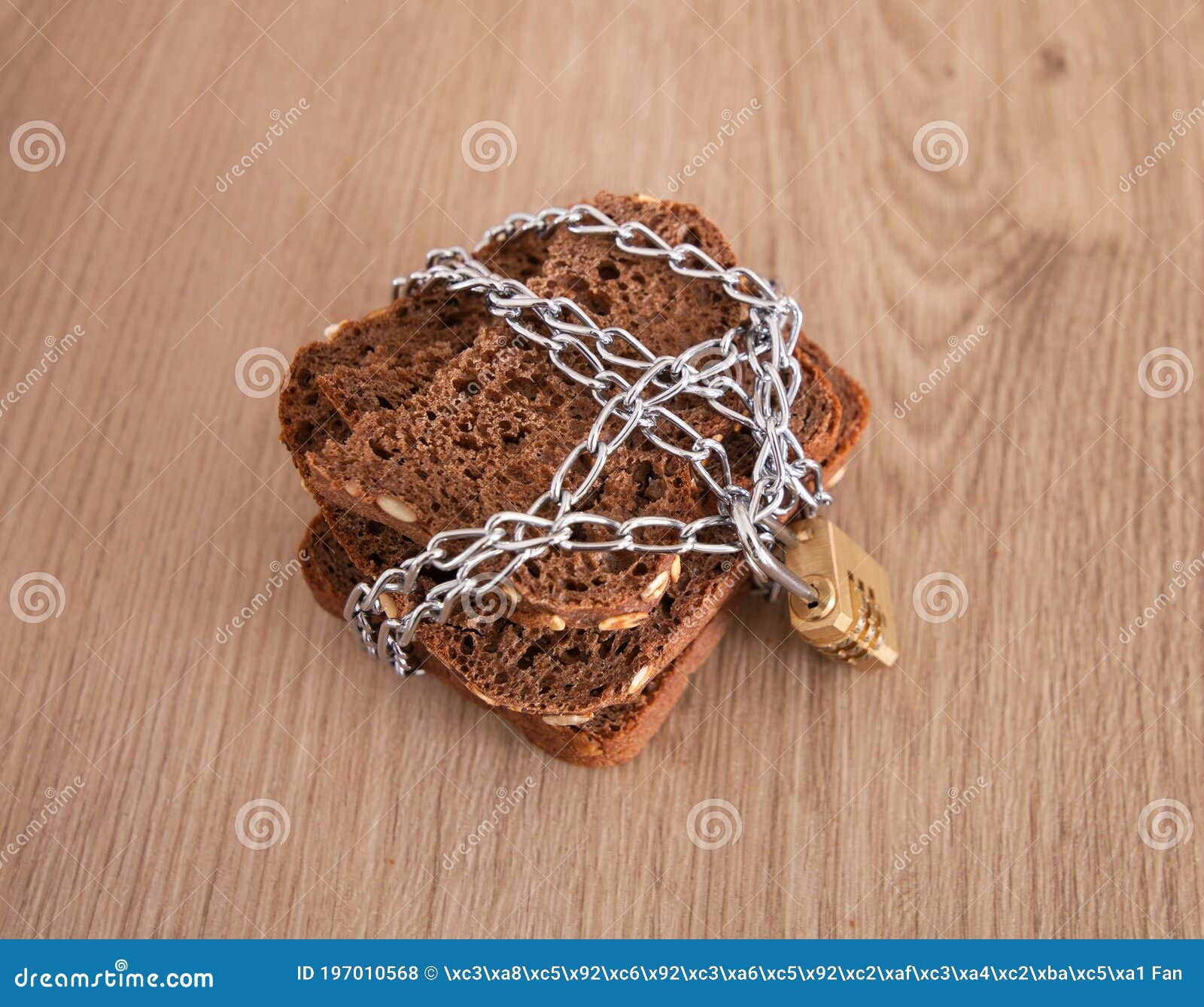Slices of Bread Locked by Chains Stock Photo - Image of still ...