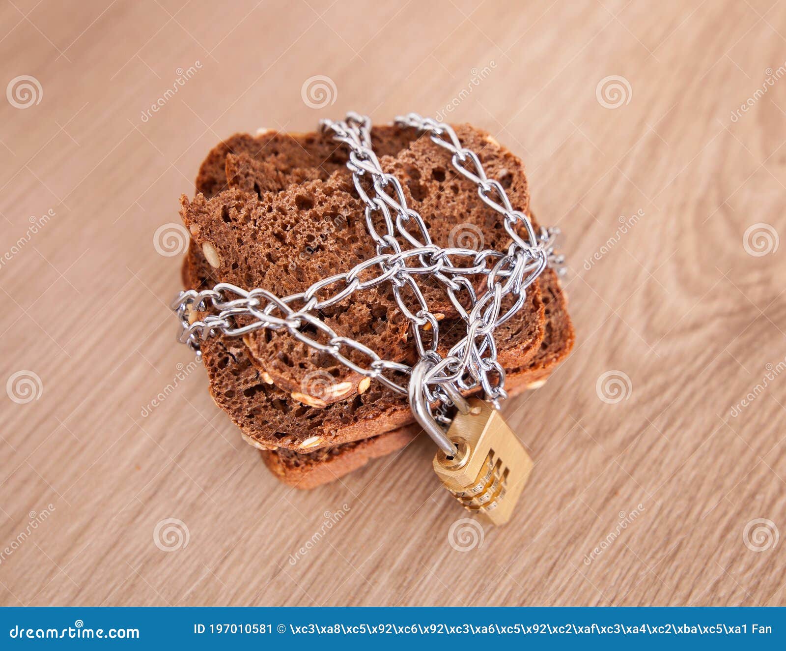 Slices of Bread Locked by Chains Stock Image - Image of golden, house ...