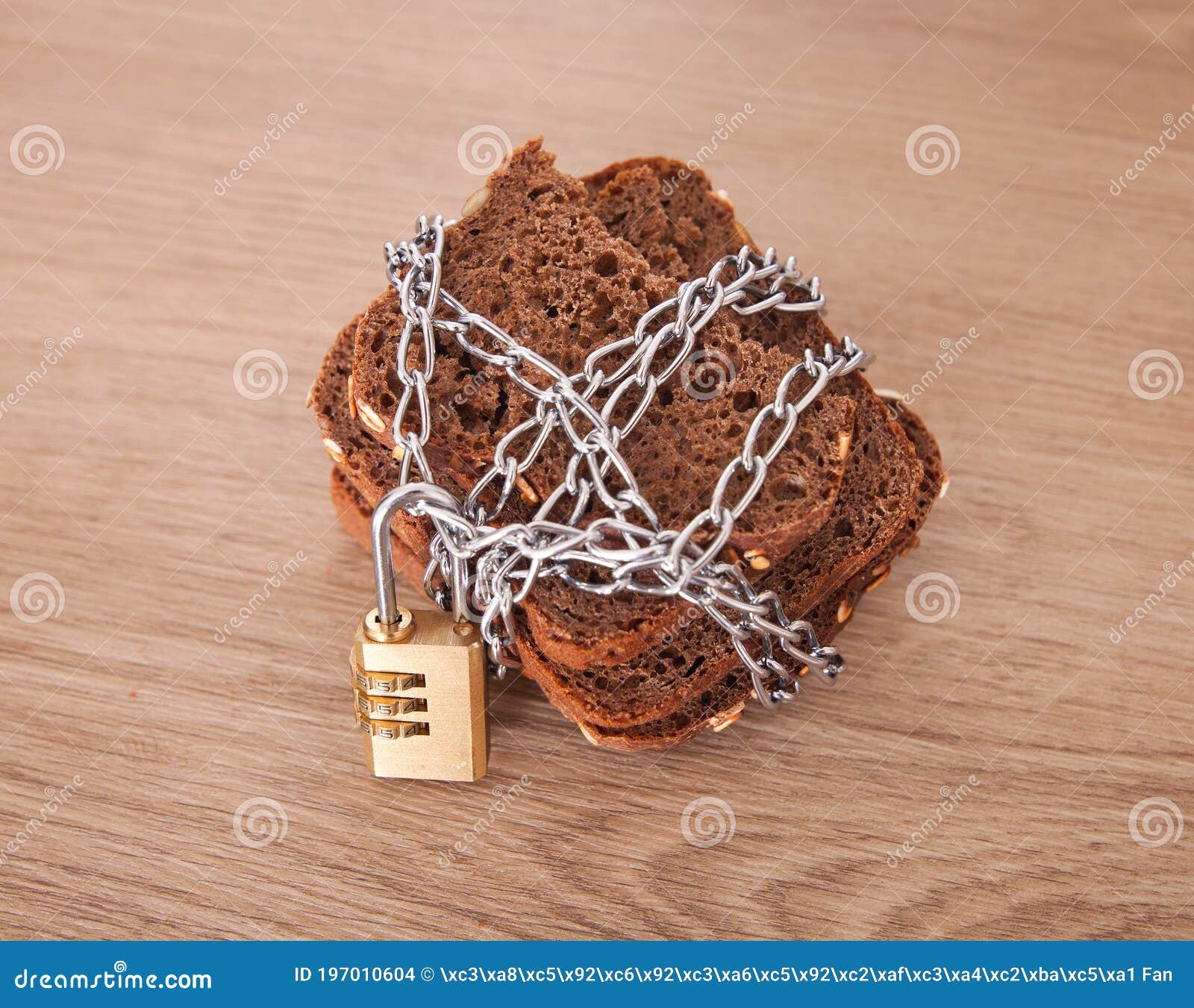 Slices of Bread Locked by Chains Stock Photo - Image of frozen, small ...