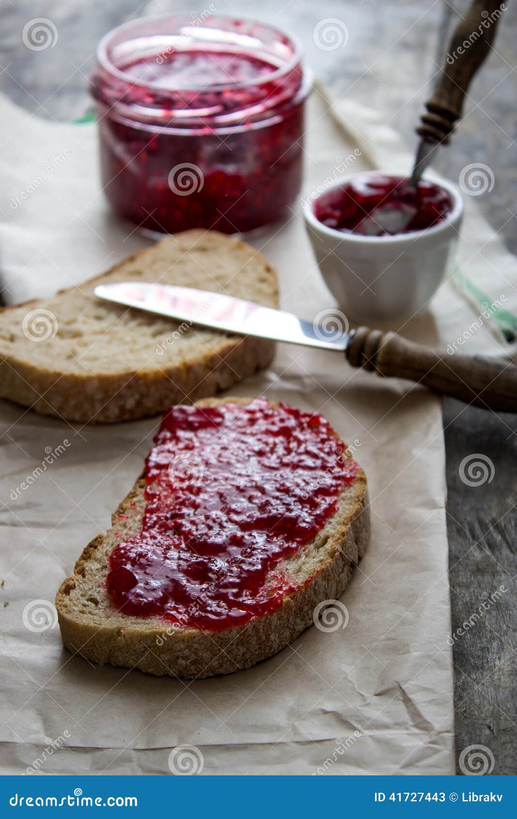 Slices of Bread and Raspberry Jam Stock Image - Image of appetizing ...