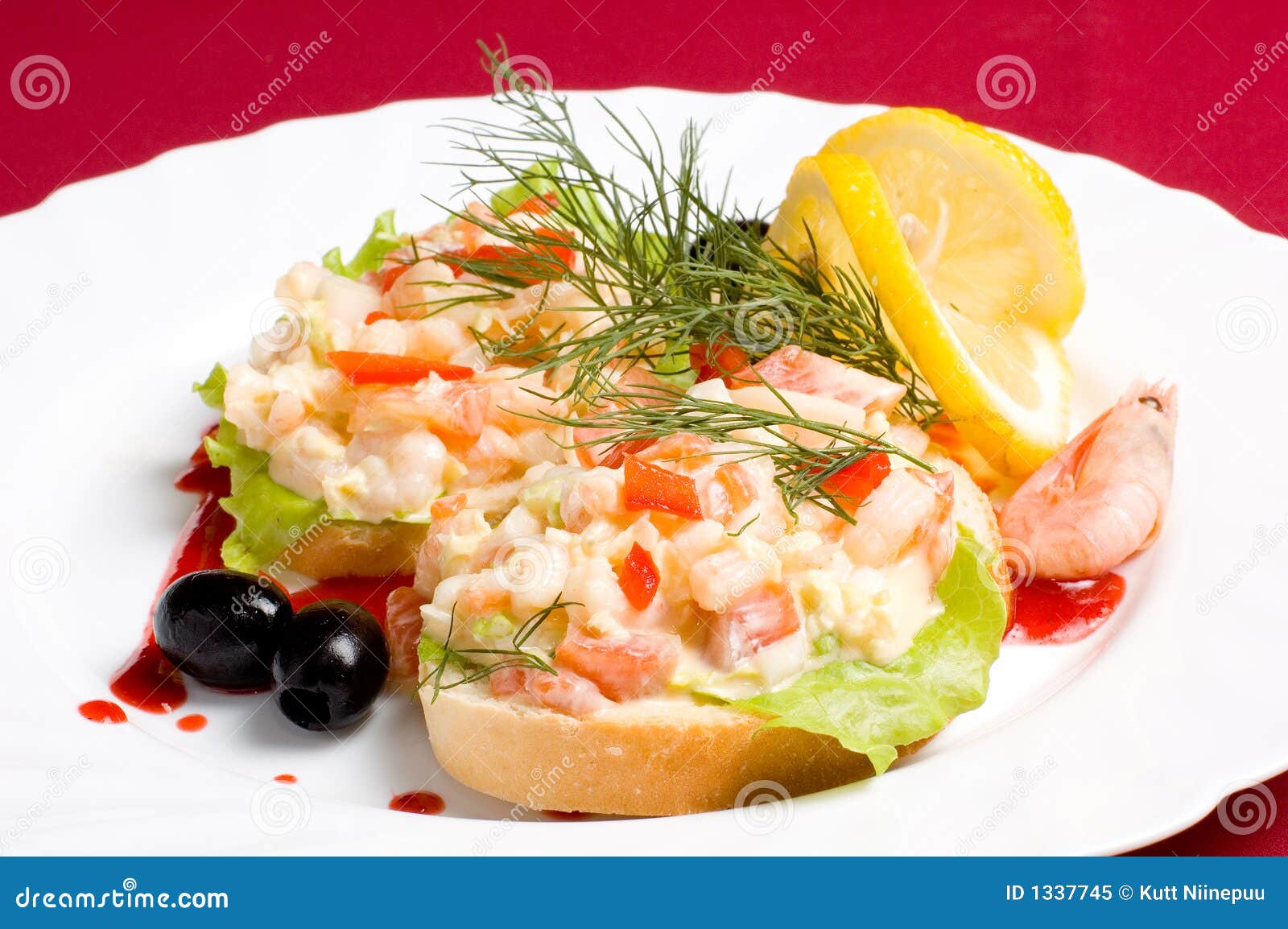 Slices of Bread with Shrimp Salad Stock Image - Image of slices ...