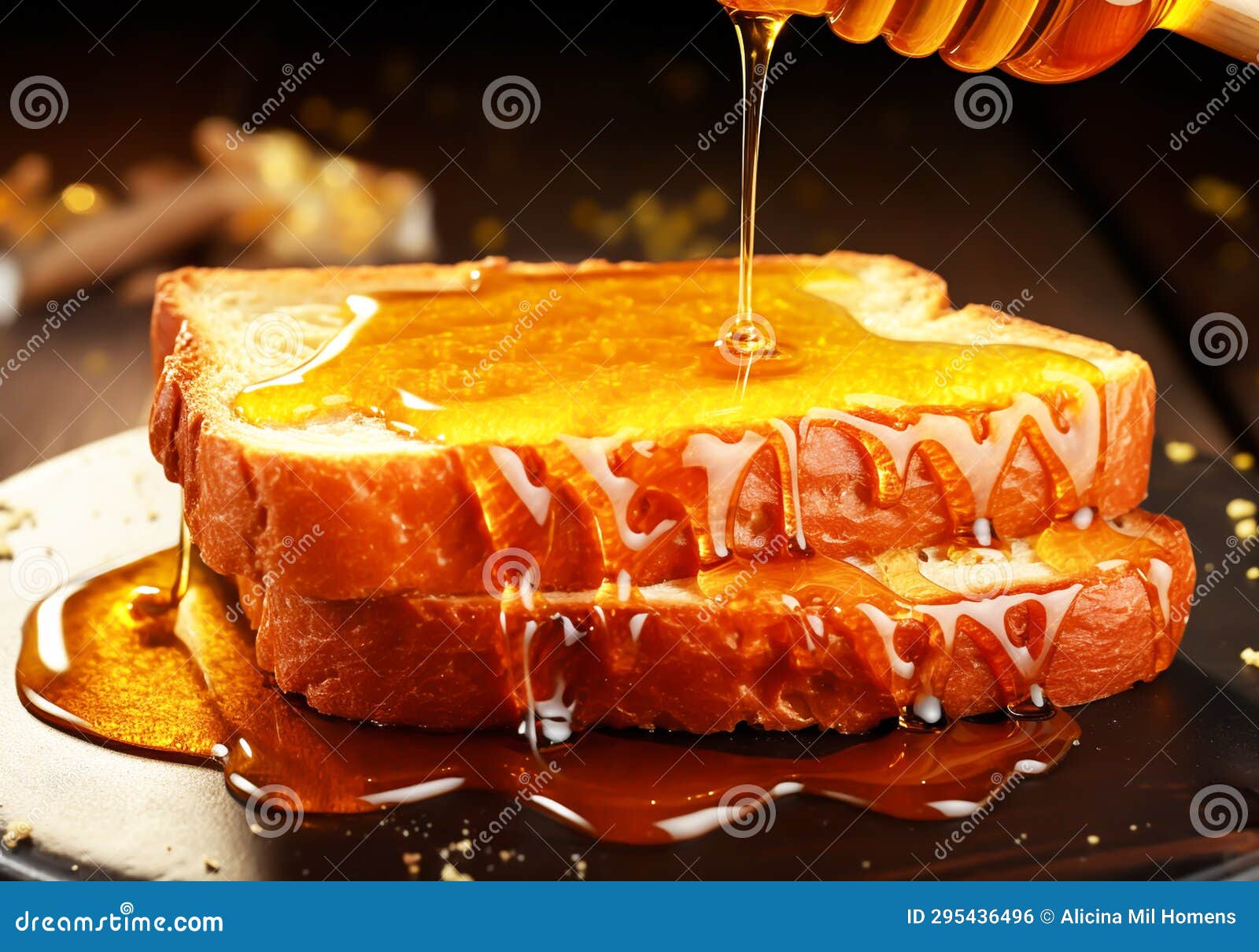 Slices of Bread or Toast with Dripping Honey. AI Generative Stock ...