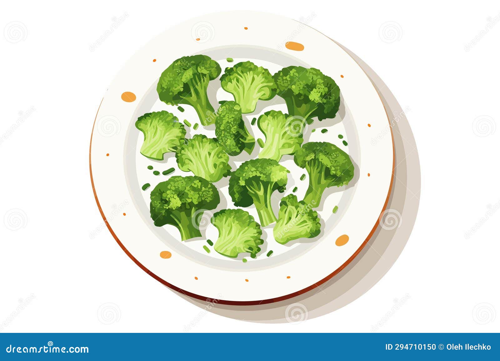 Slices of Broccoli on Plate Vector Flat Isolated Vector Style ...