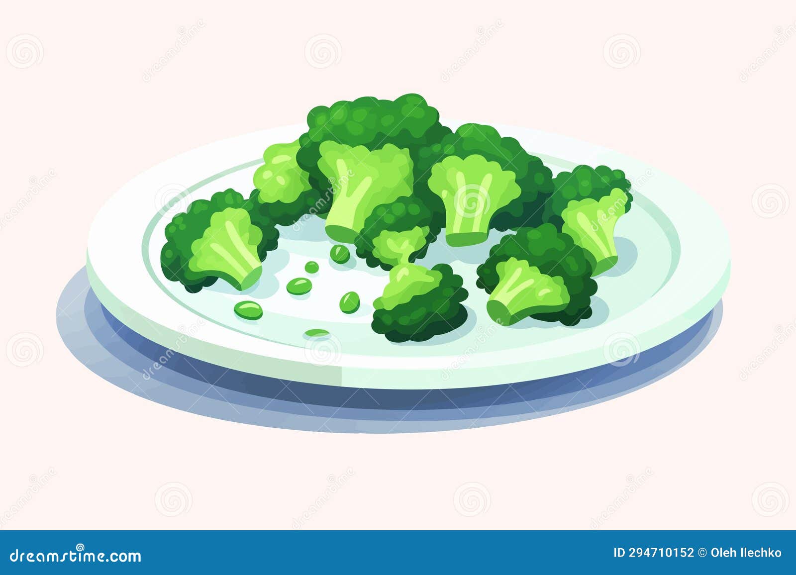 Slices of Broccoli on Plate Vector Flat Isolated Vector Style ...