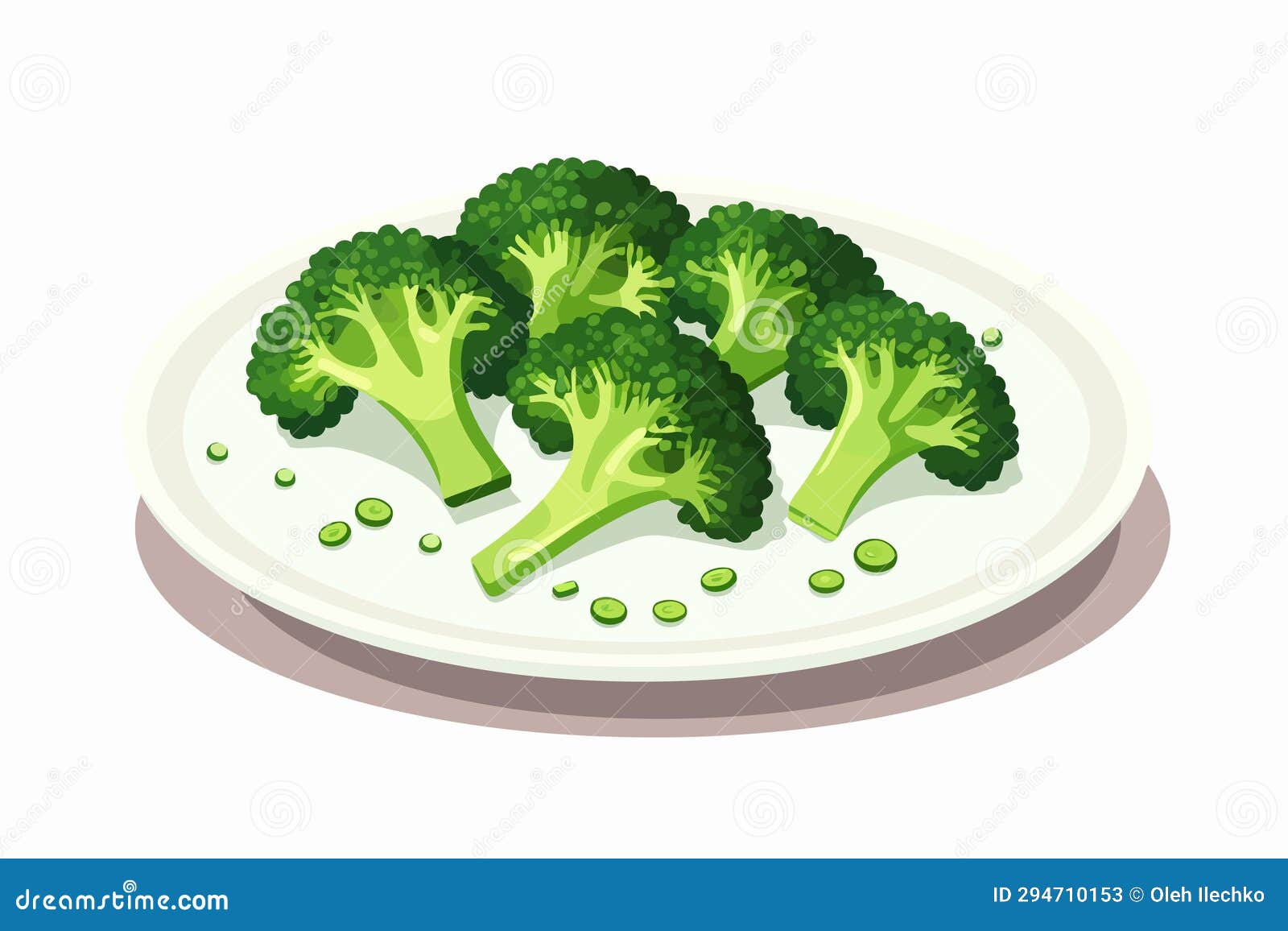 Slices of Broccoli on Plate Vector Flat Isolated Vector Style ...
