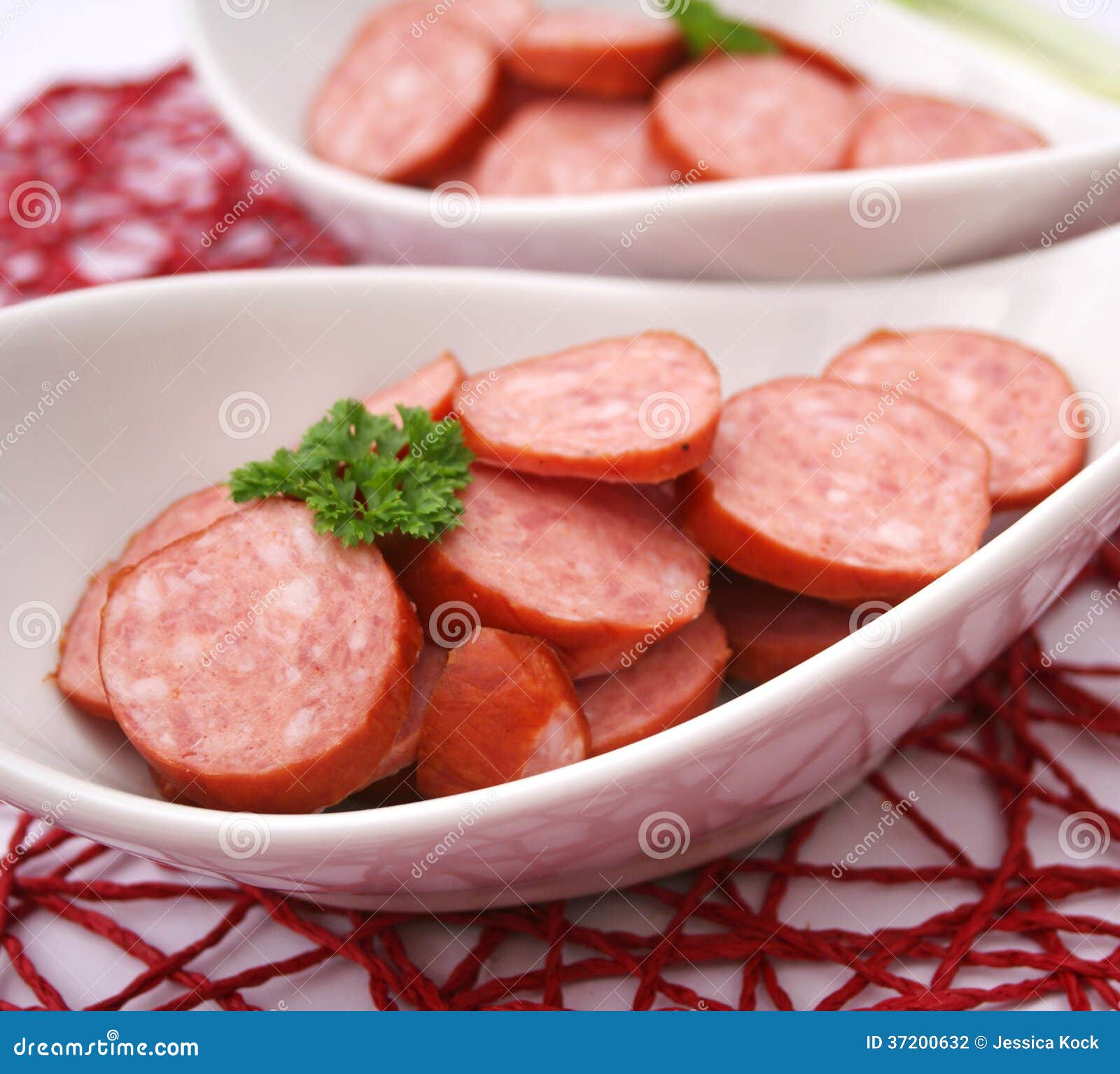 Slices of cabanossi stock photo. Image of meat, pork - 37200632