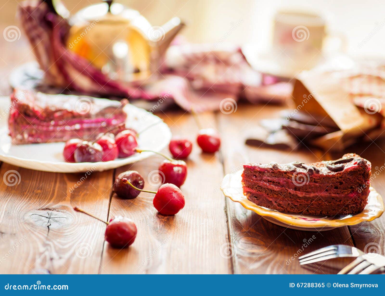 Slices of cake stock image. Image of fast, dishes, fatty - 67288365