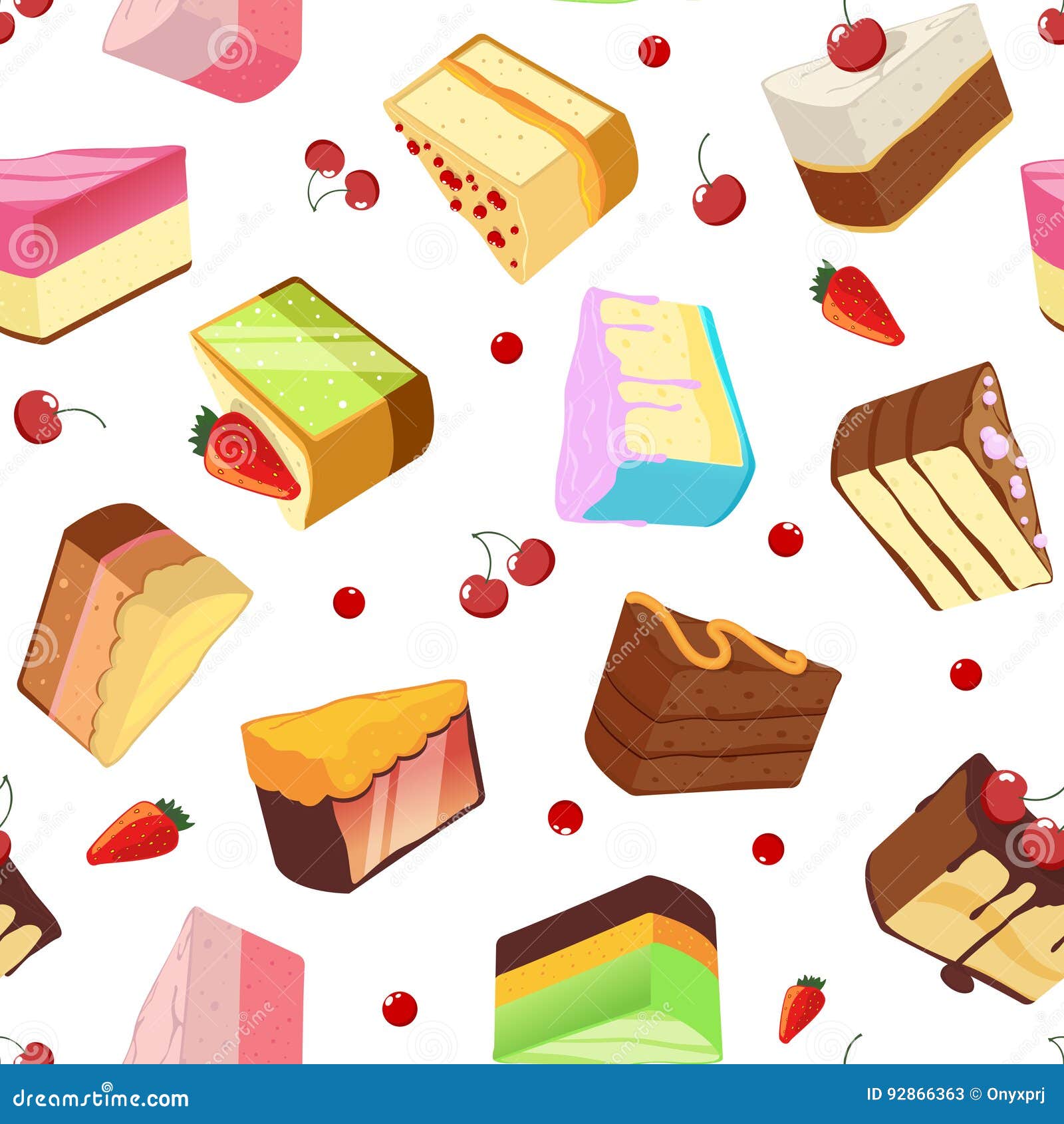 Slices of Cake. Vector Seamless Pattern Isolate on Light Stock Vector ...