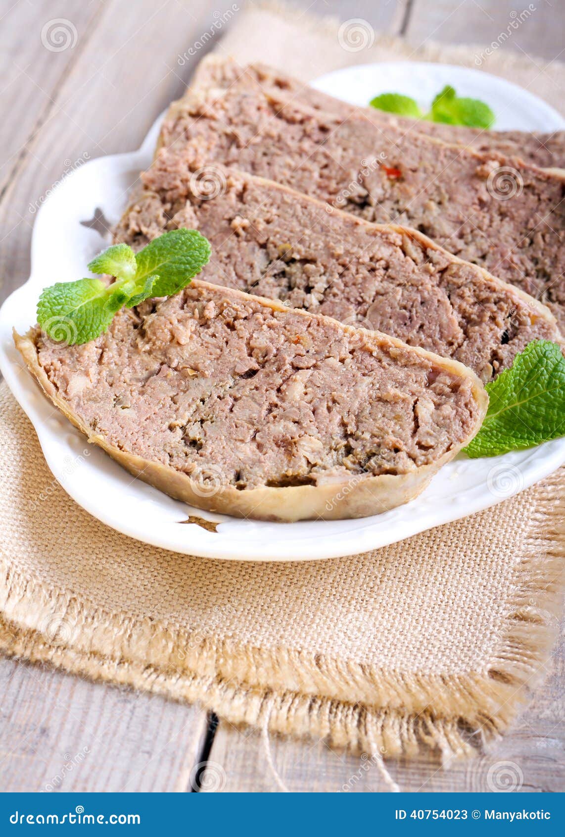 Slices of chicken terrine stock image. Image of cold - 40754023