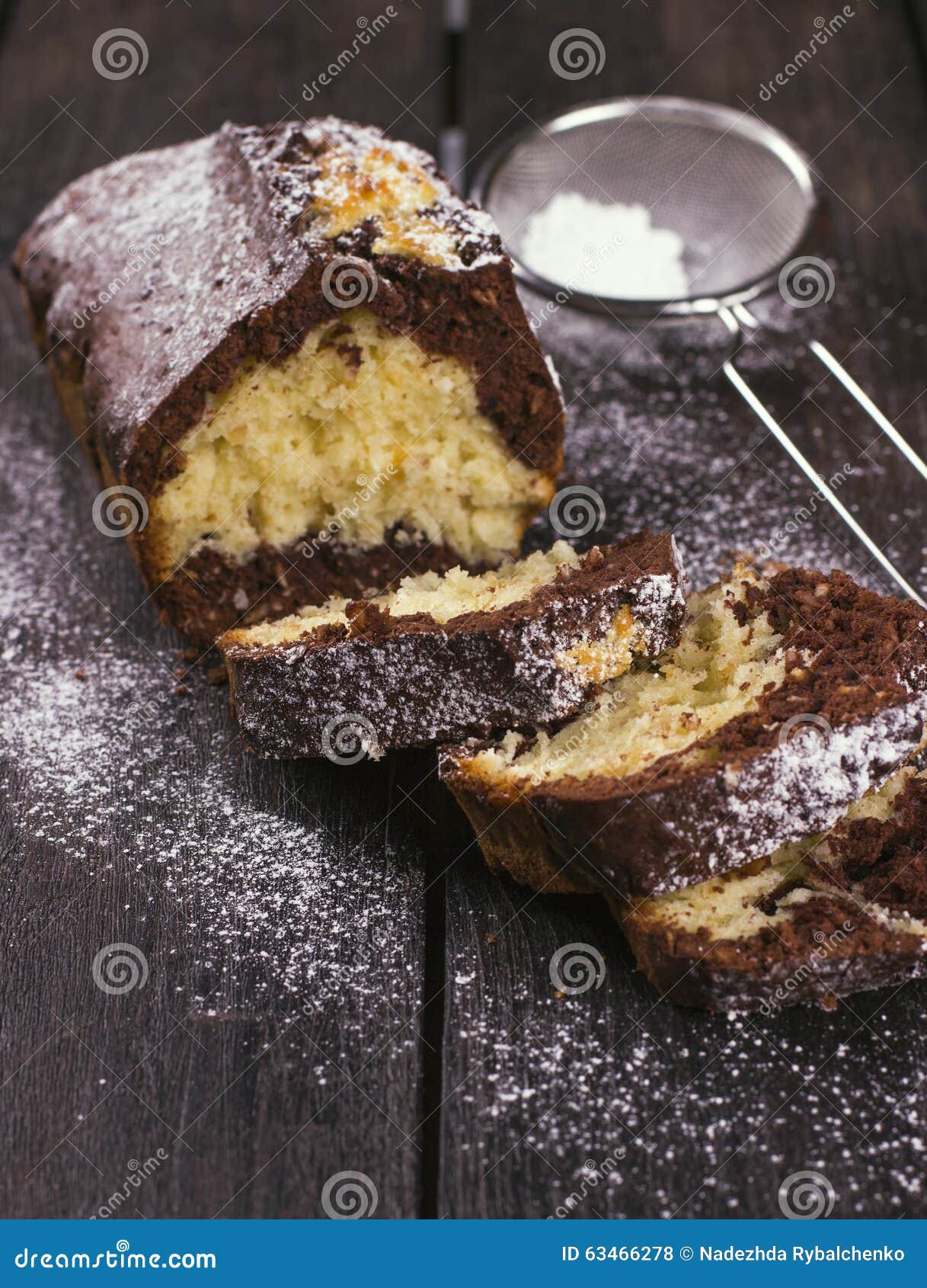 Slices of Chocolate Cake and Powdered Sugar Stock Photo - Image of ...