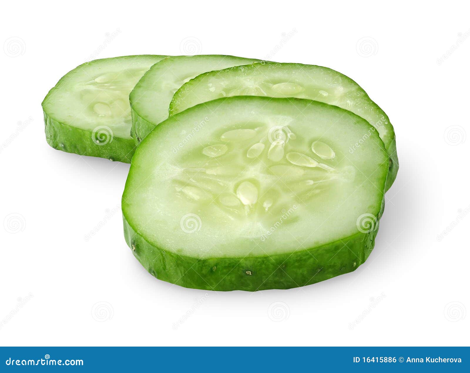 Isolated cucumber slices stock photo. Image of segment - 16415886