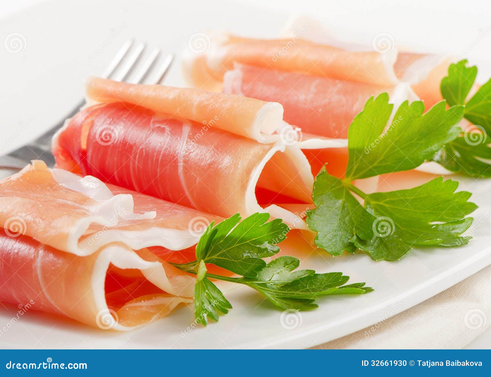 Slices of cured ham stock photo. Image of jamon, pink - 32661930