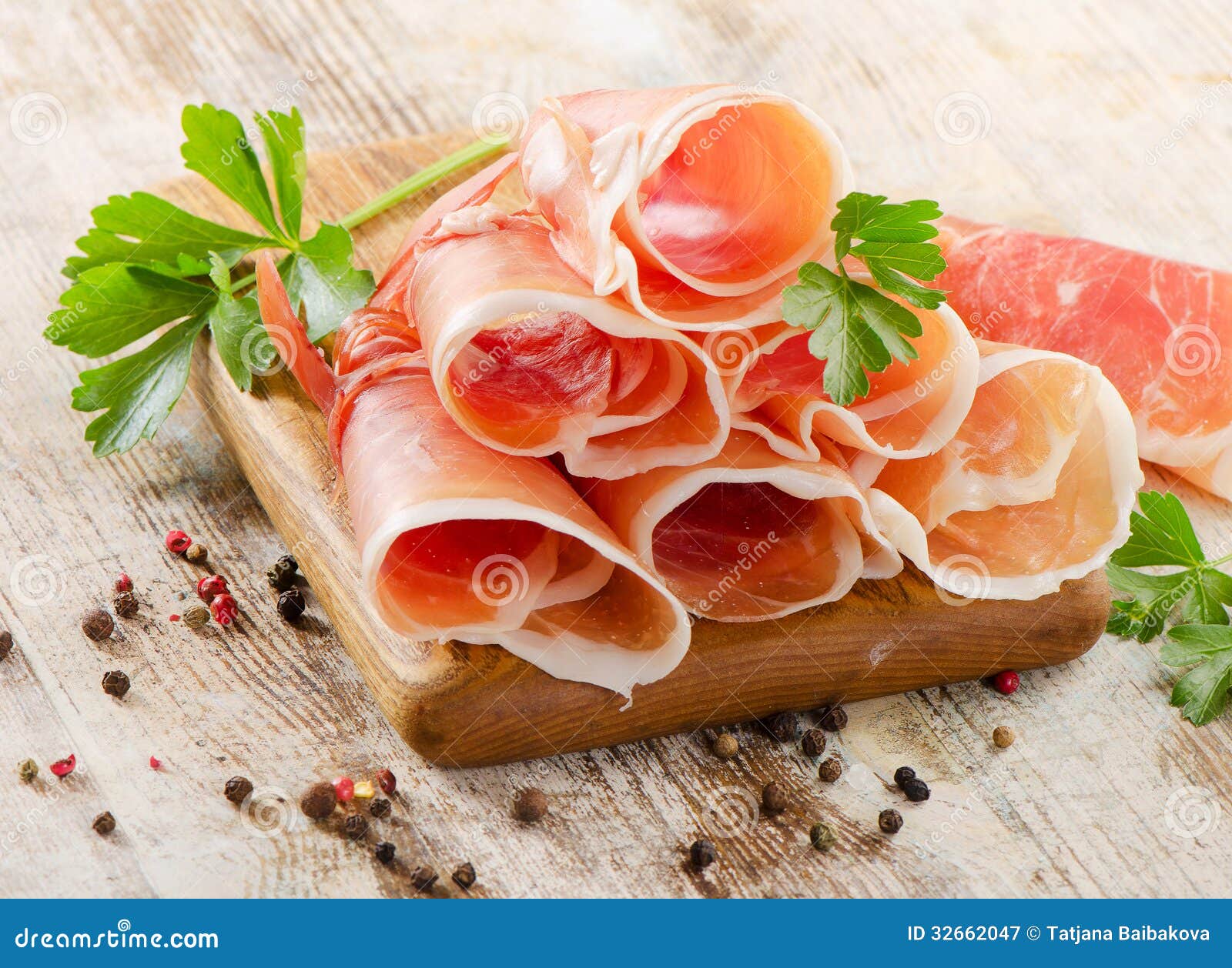 Slices of cured ham stock image. Image of bacon, green - 32662047