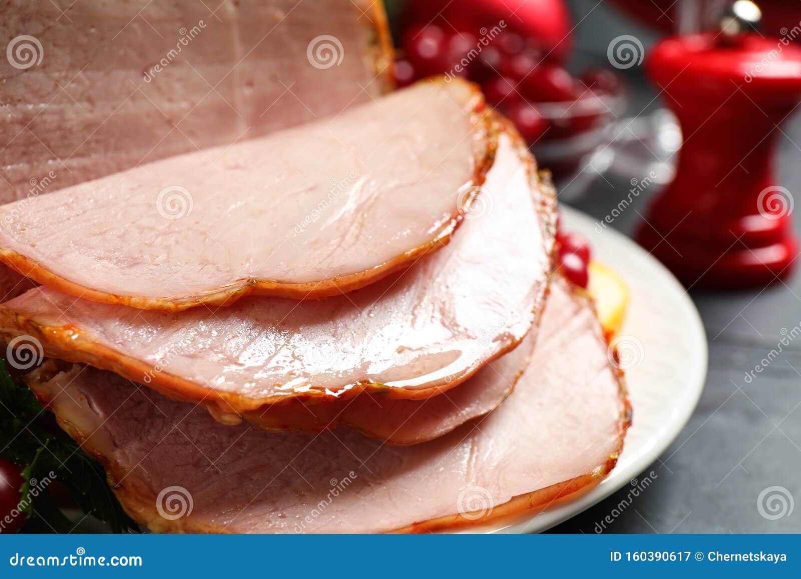 Slices of Delicious Cooked Ham on Table Stock Image - Image of piece ...