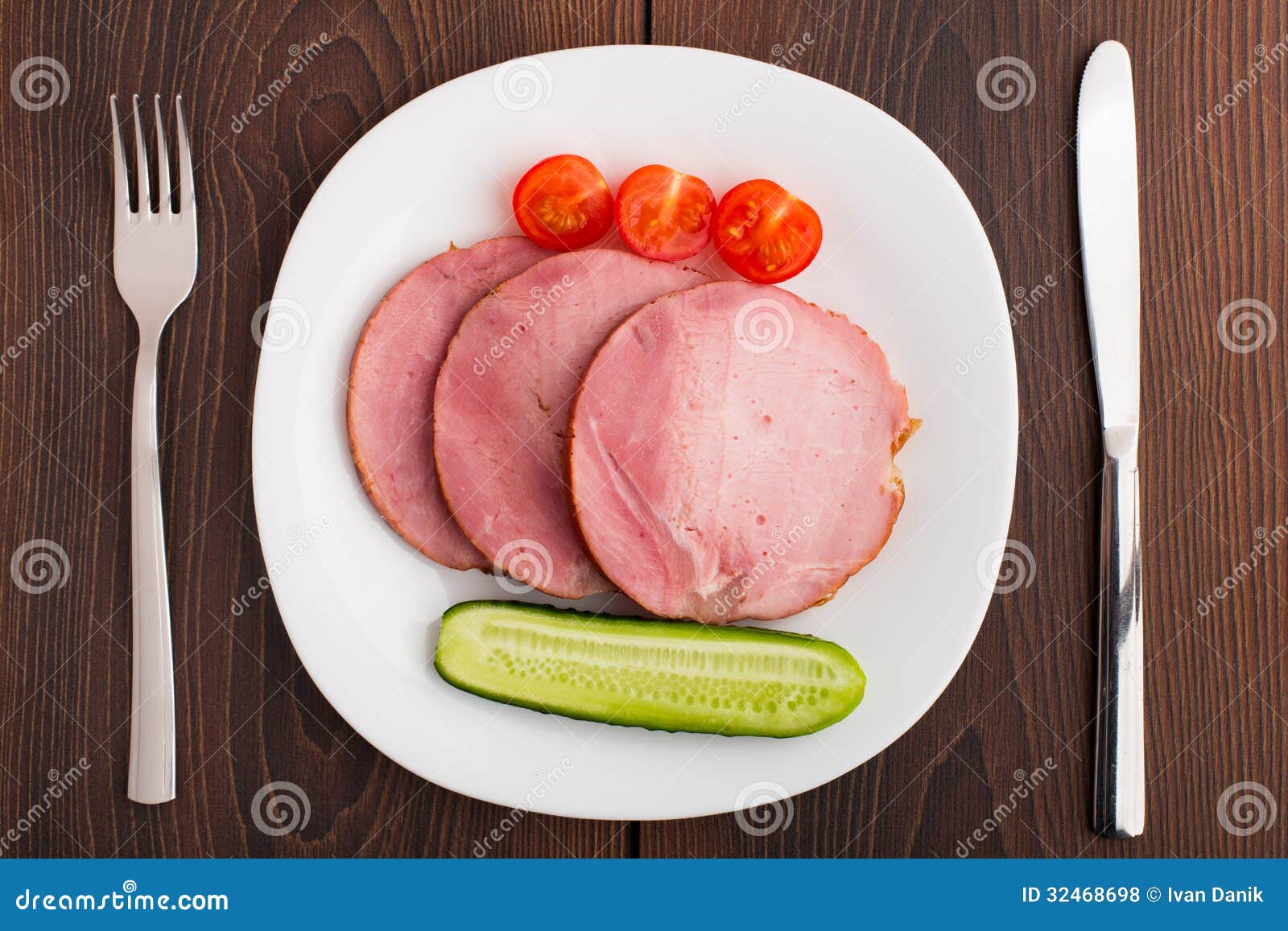 Slices of Delicious Ham on Plate Stock Photo - Image of brown, fresh ...