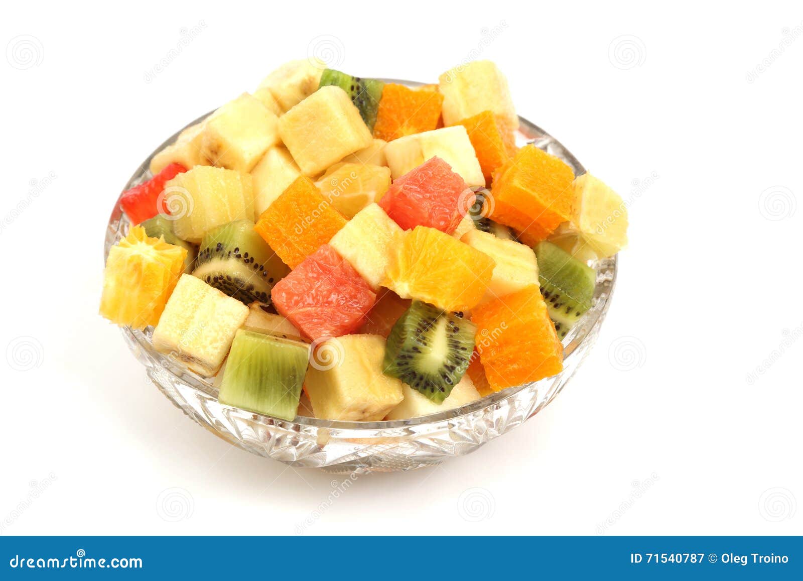 Slices of Different Fruits in the Form of Cubes in a Plate on White ...