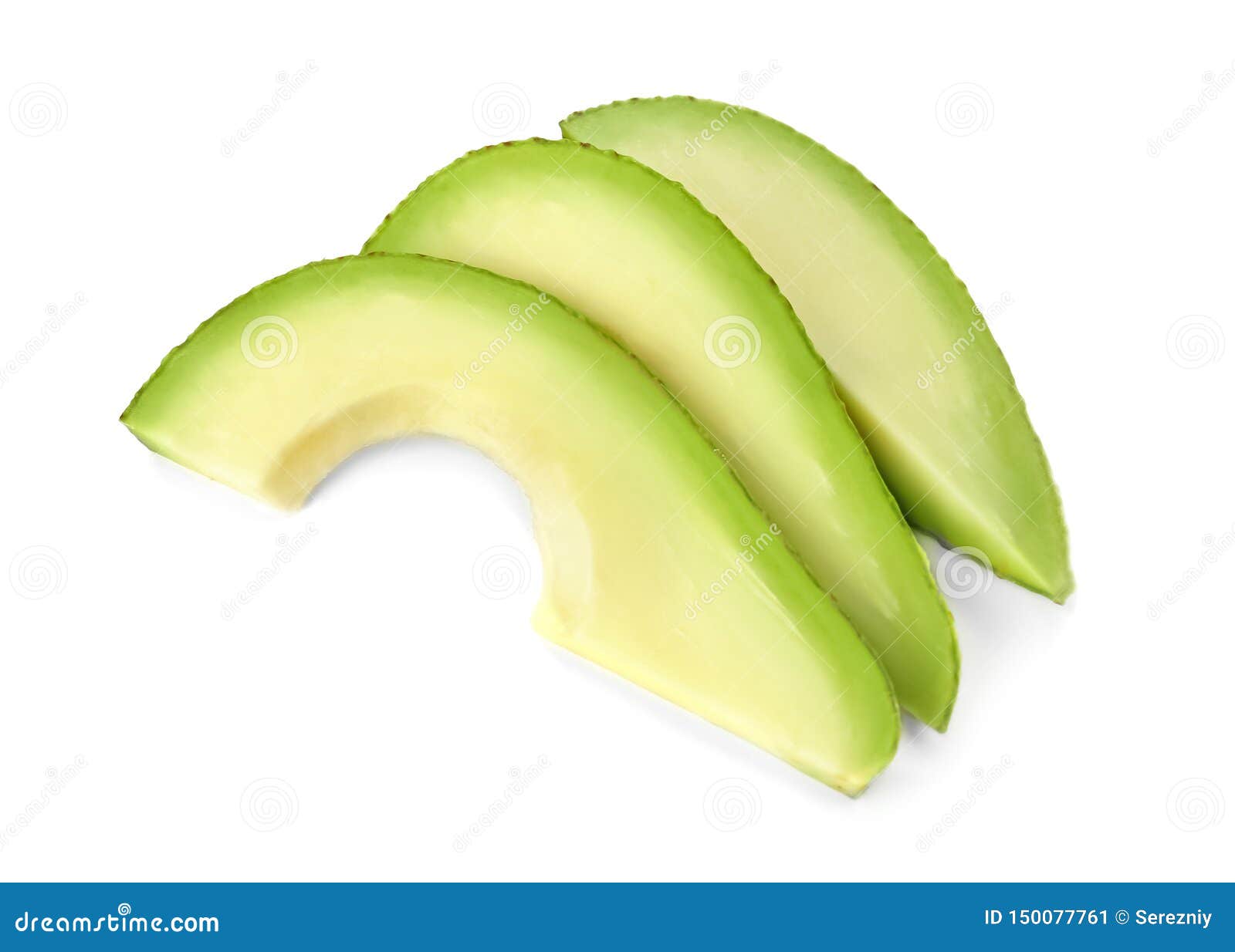 Slices of Fresh Avocado Isolated on White Stock Image - Image of ...