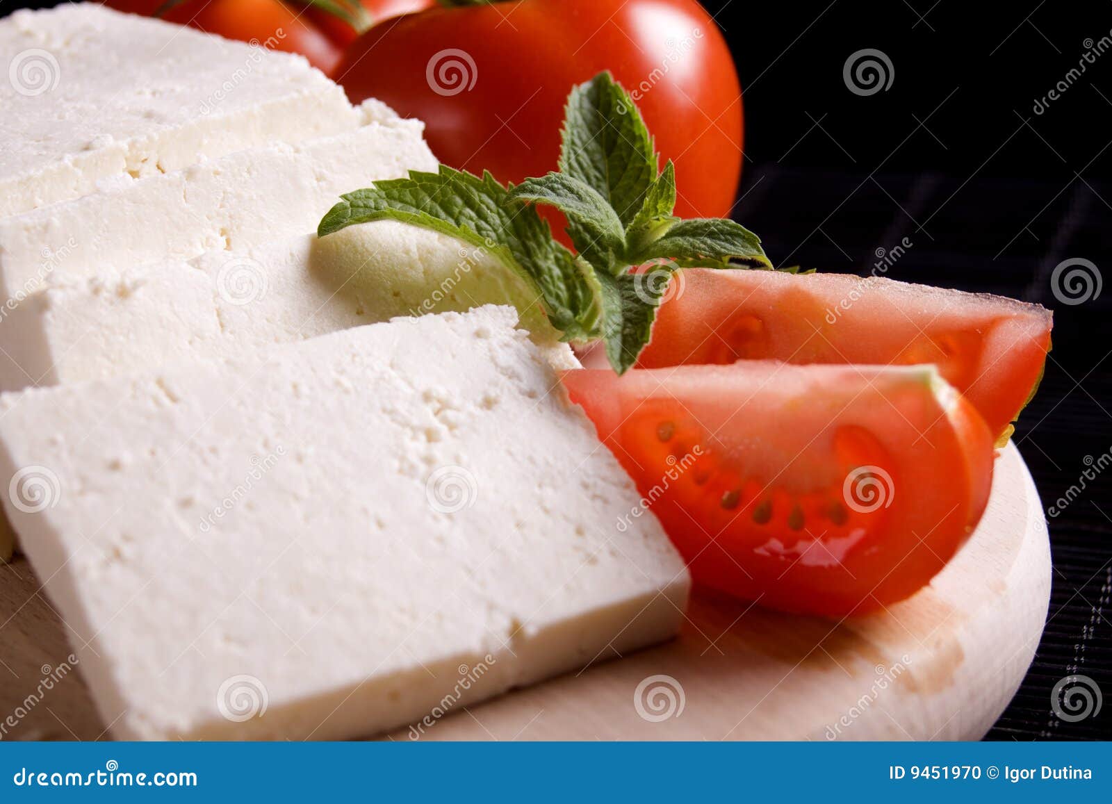 Slices of Fresh White Cheese Stock Photo - Image of tomato, cheese: 9451970