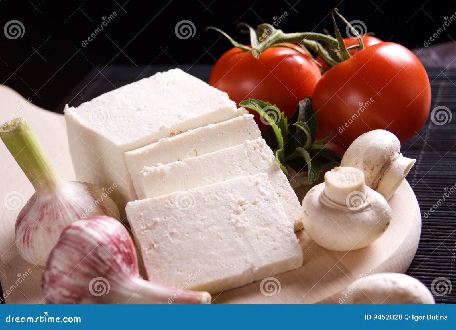 Slices of Fresh White Cheese Stock Photo - Image of mushroom ...