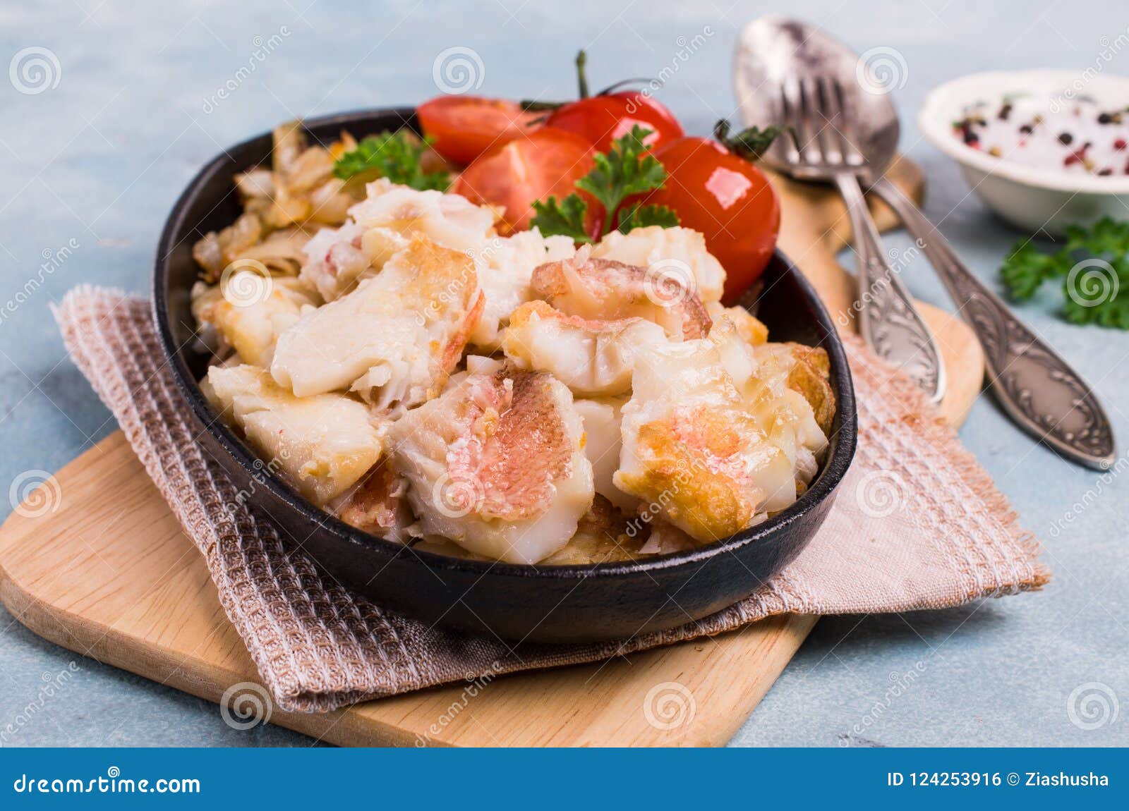 Slices of Fried Fish with Vegetables Stock Photo - Image of food, fresh ...