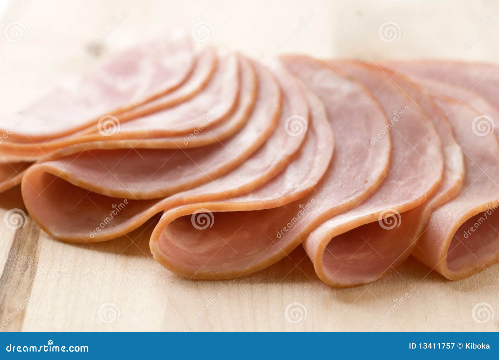 Slices of ham stock image. Image of food, salty, roll - 13411757
