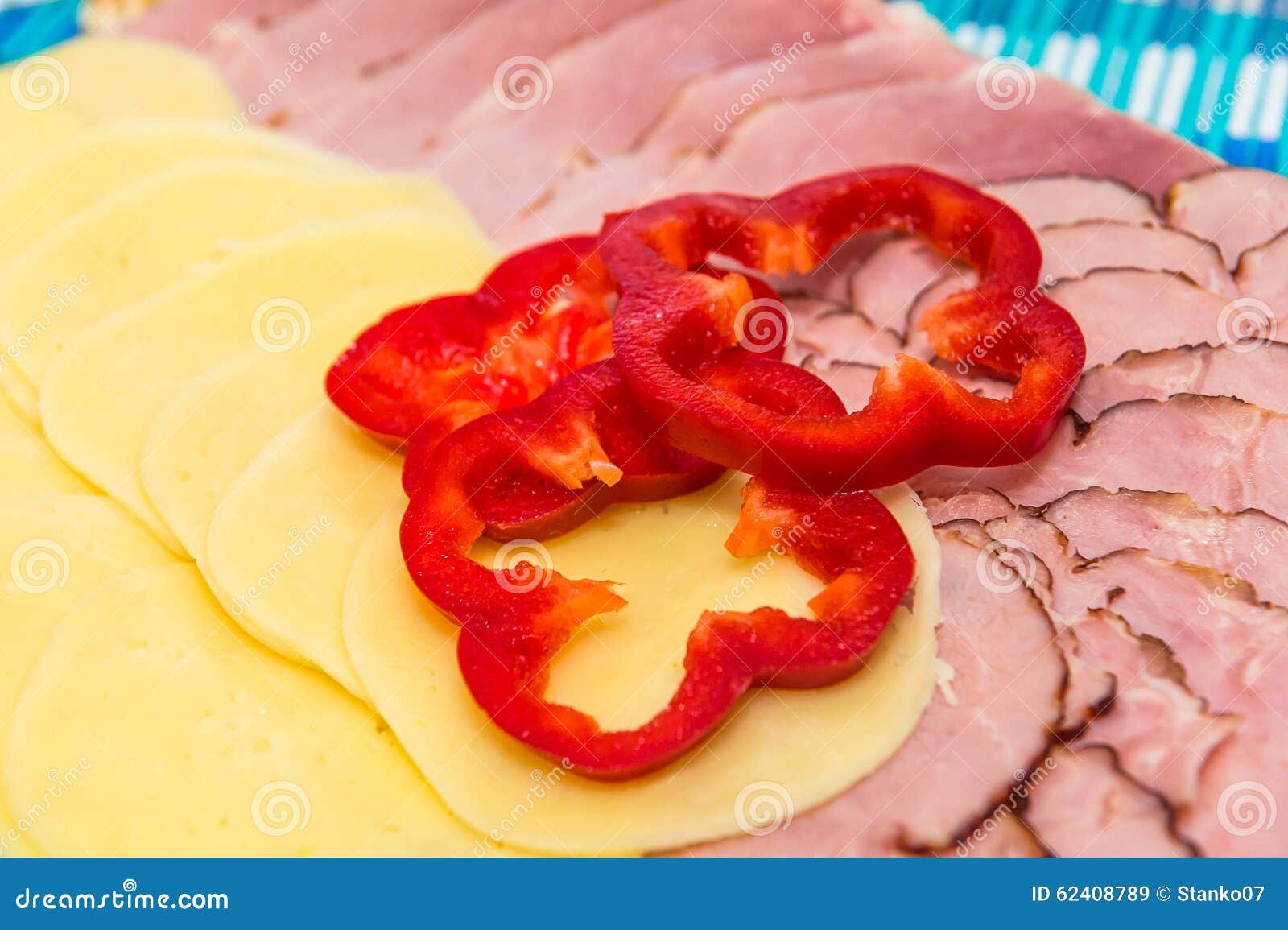 Slices of ham and cheese stock image. Image of close - 62408789