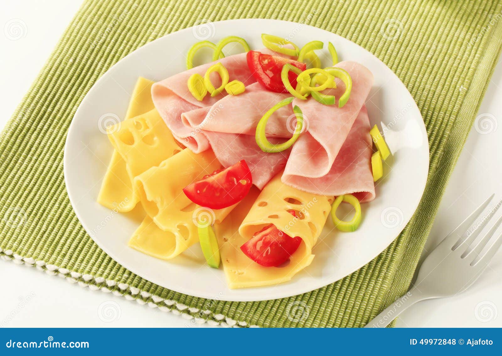 Slices of Ham and Swiss Cheese Stock Photo - Image of starter, gourmet ...