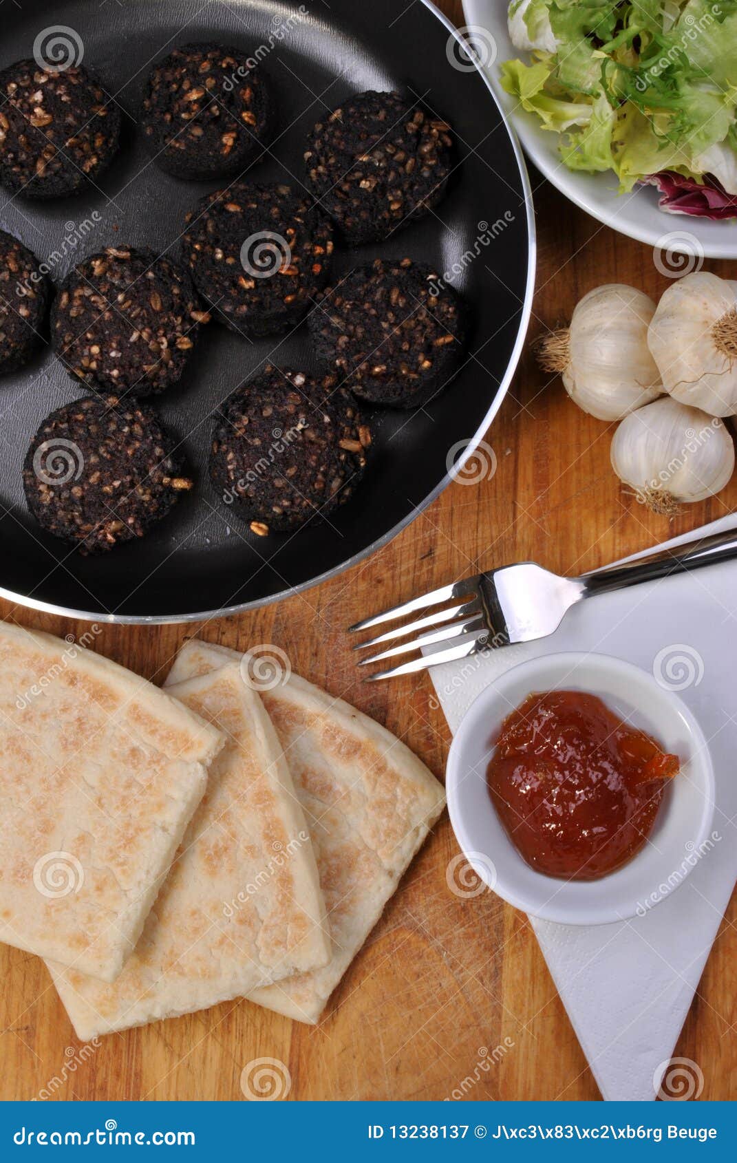Slices Irish Black Pudding in a Pan Stock Image - Image of healthy ...