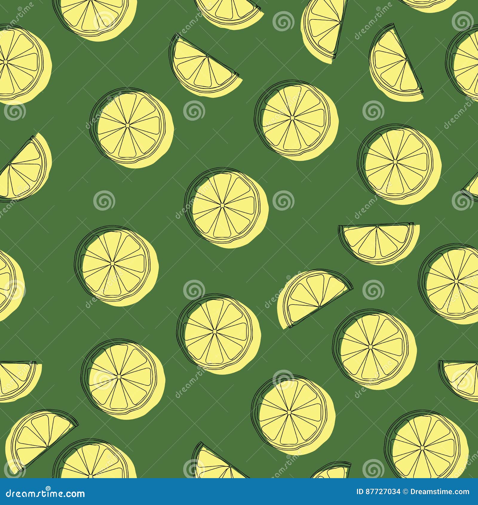 Slices of Lemon in the Background. Fruit Wallpaper. Colorful Seamless ...