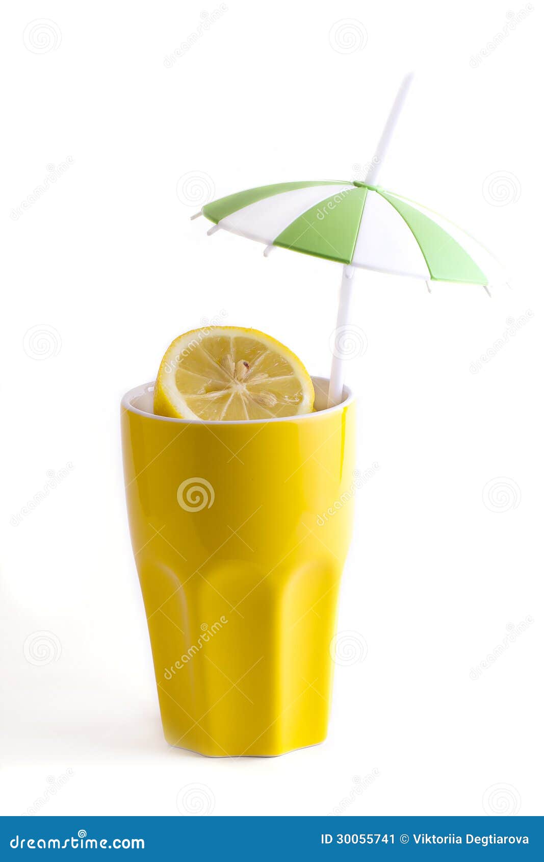 Slices of Lemon in Yellow Ceramic Cup with a Straw Stock Image - Image ...