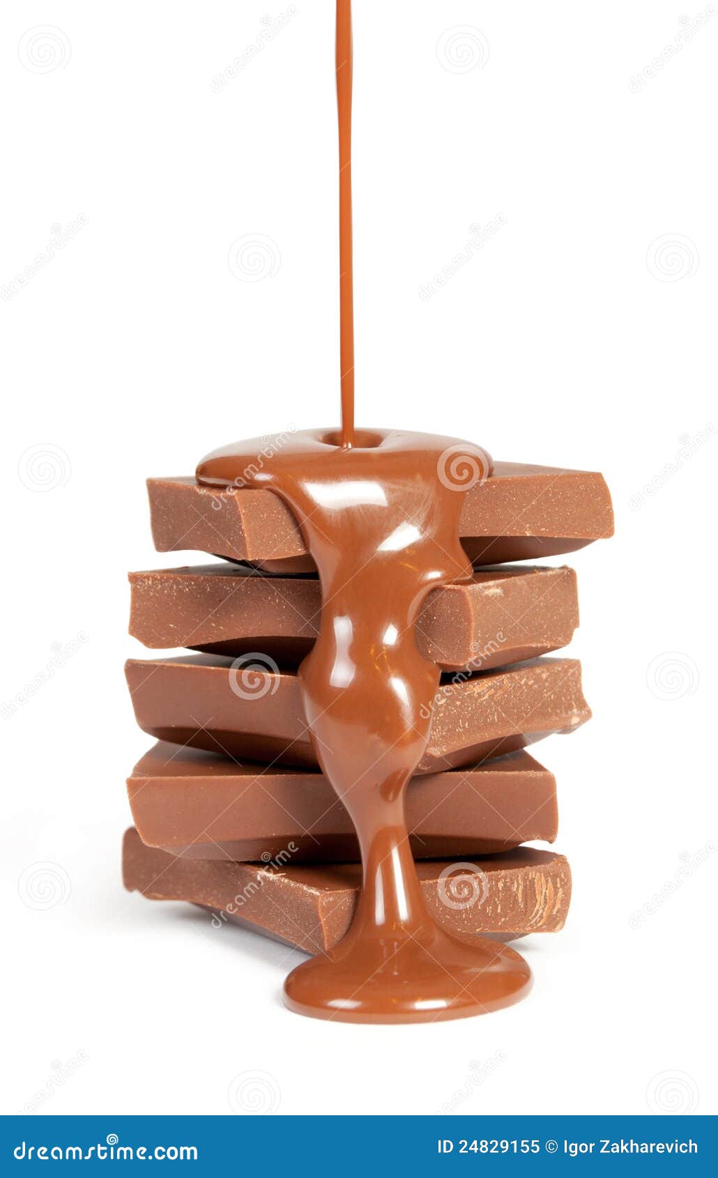 Slices of Milk Chocolate Bar Poured Chocolate Stock Image - Image of ...