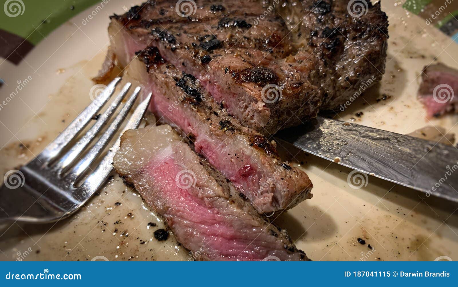 Medium Cooked Steak stock image. Image of slices, steak - 187041115