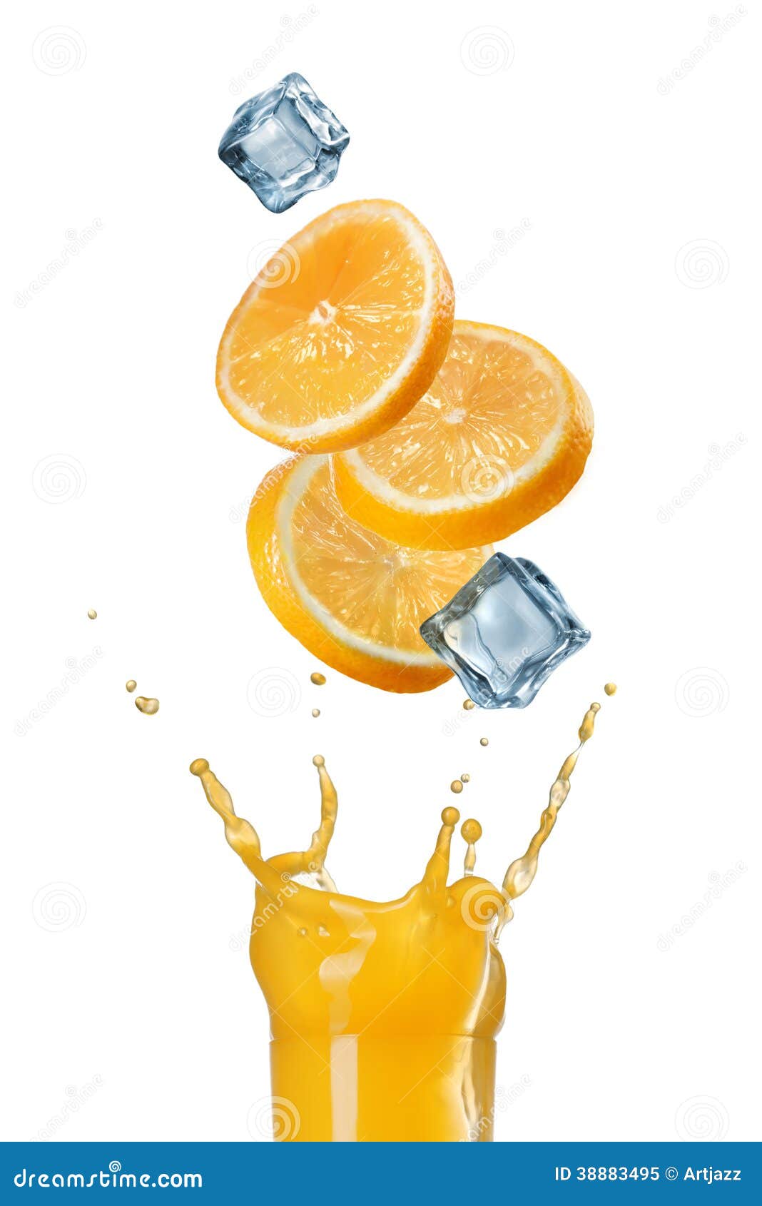 Slices of Orange Falling into Juice Splash Stock Image - Image of ...