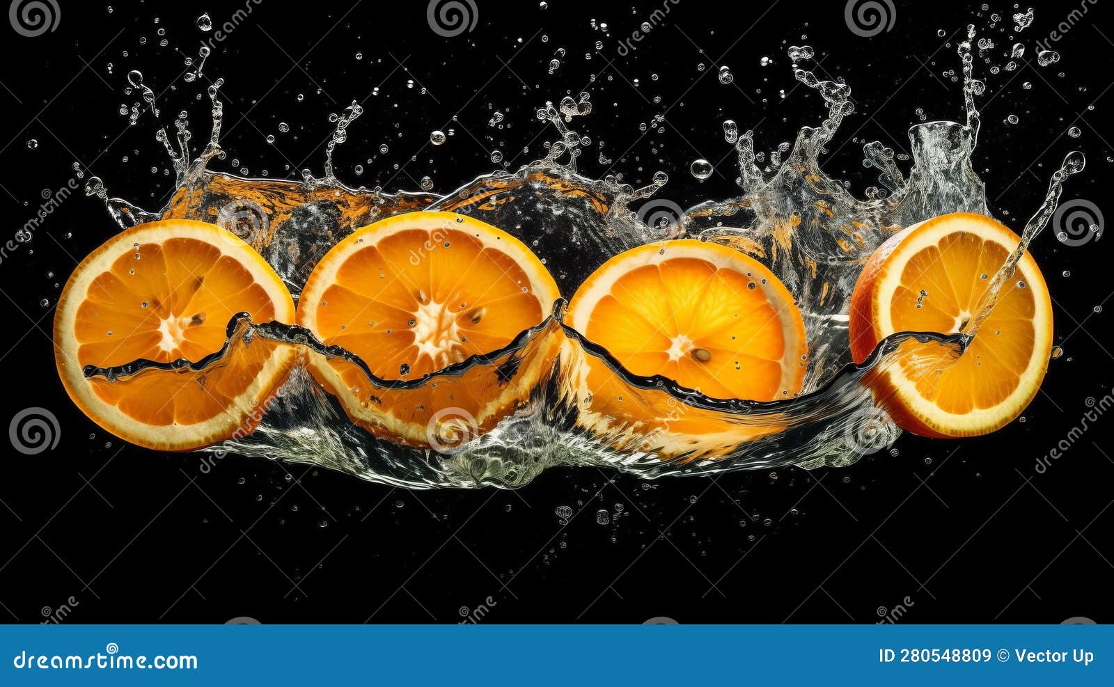 Slices of Orange Falling into Water with Splash. Generative AI. Stock ...