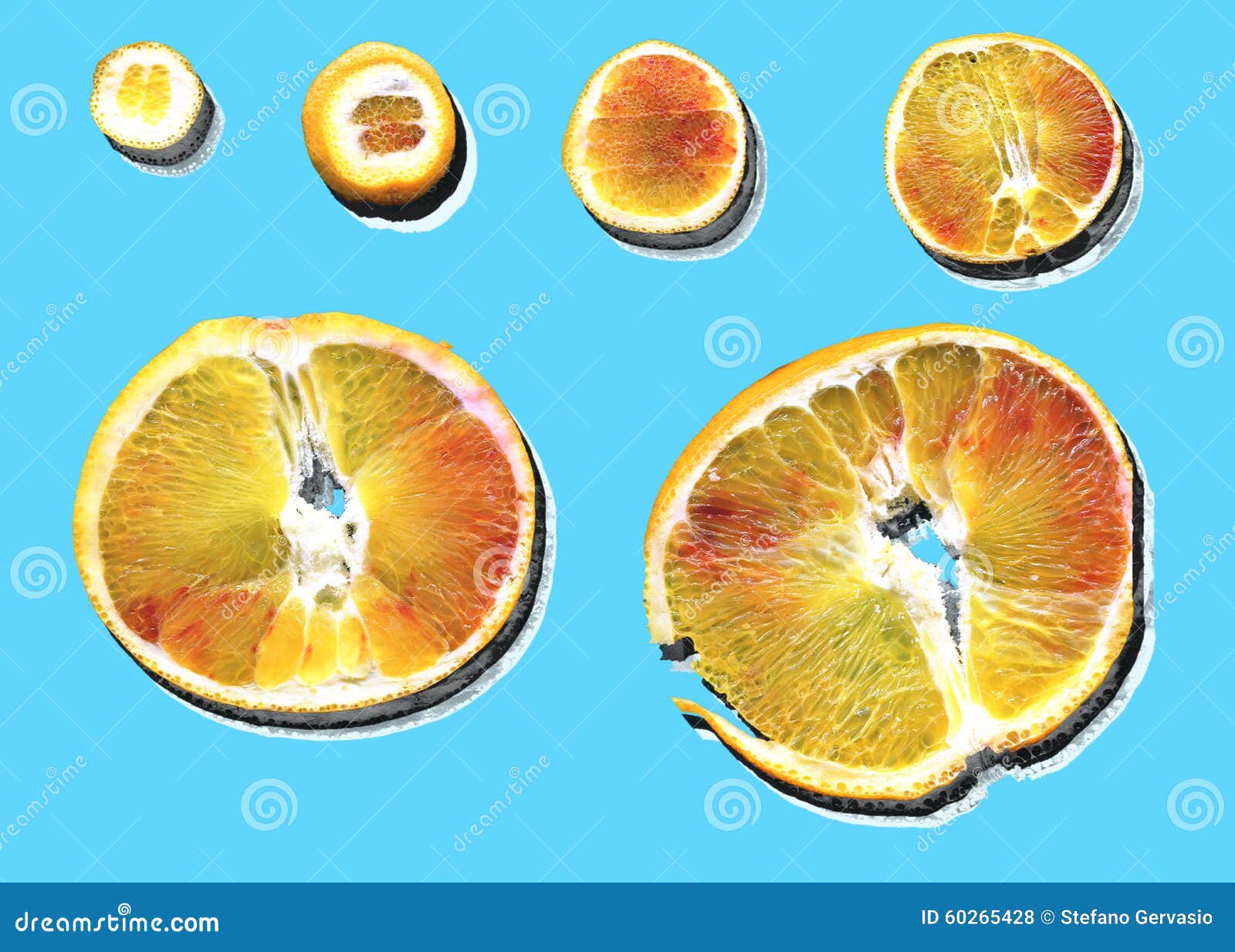 Slices of Orange with Shadow Decomposed. Stock Photo - Image of juice ...